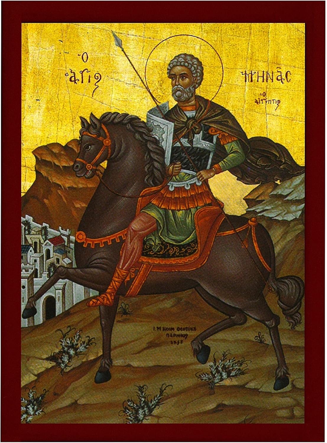 Amazon.com: Saint Menas icon, Handmade Greek Orthodox icon St Menas of ...