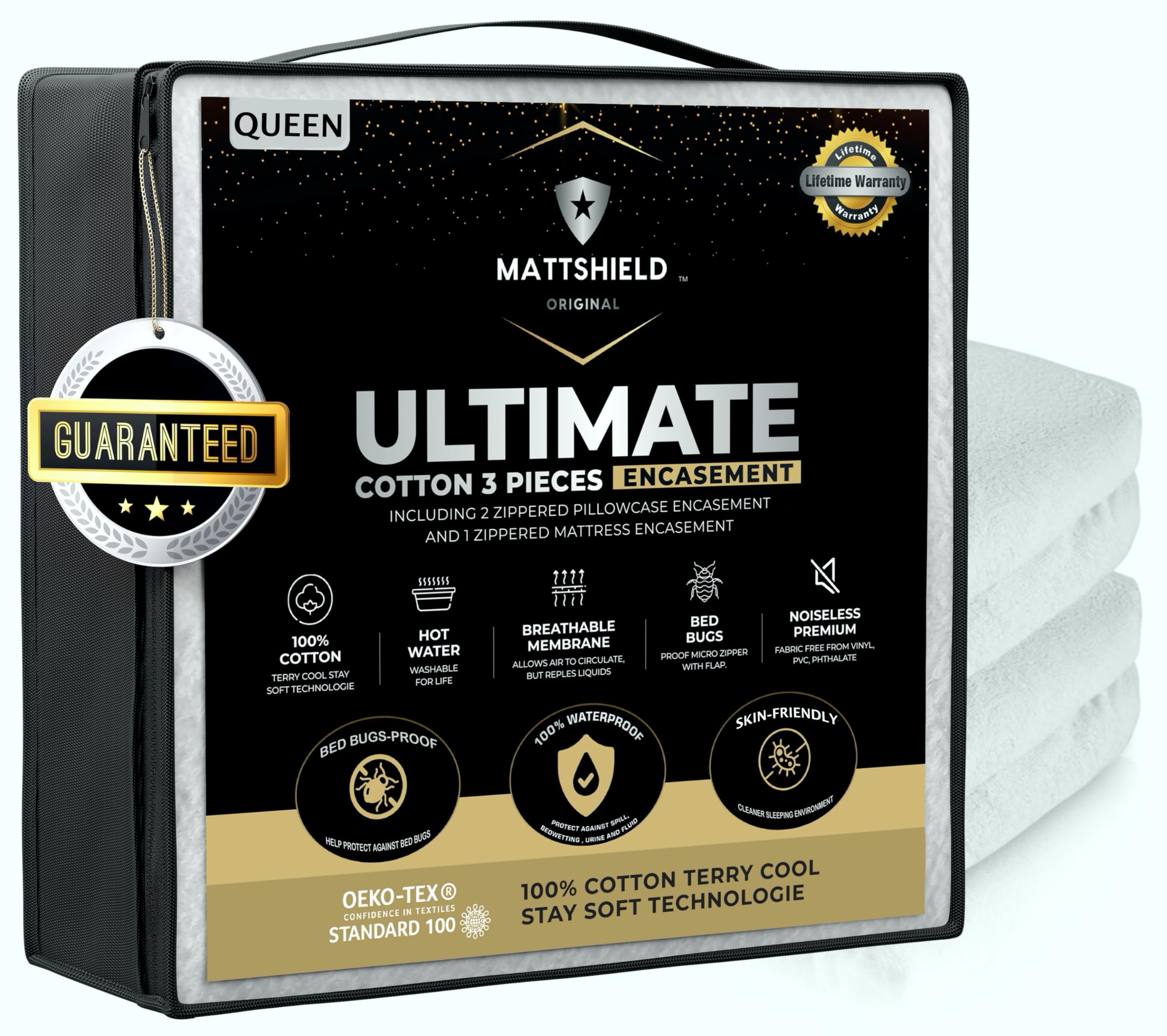 Amazon.com: MATTSHIELD Ultimate 3-Piece Kit - Bed Bug-Proof Mattress Cover Queen Size 100% ...
