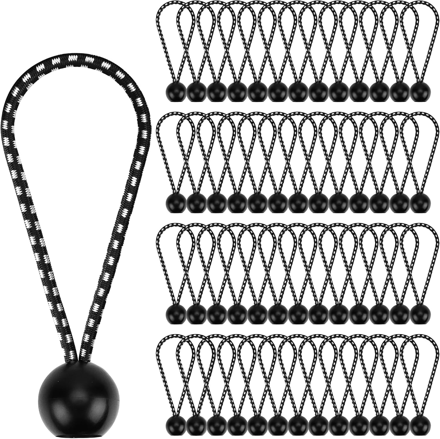 Ball Bungee Cord Bungee Balls: 6-inch 52 PCS Elastic Bungee Ball Rope ...