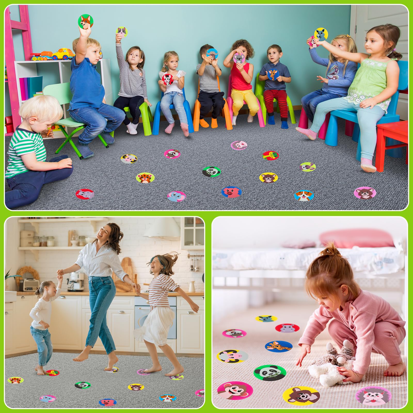 Snapklik.com : 48 Pack Zoo Animal Carpet Spots Markers Floor Dots For ...