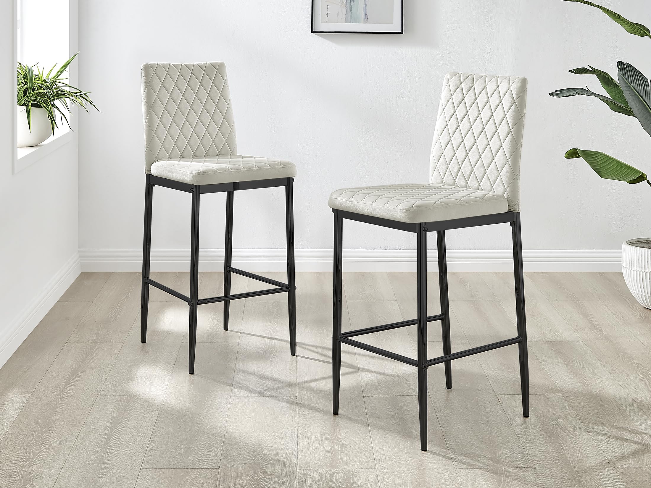 Furniturebox UK Milan Bar Stool - Set of 2 Breakfast Bar Stools ...