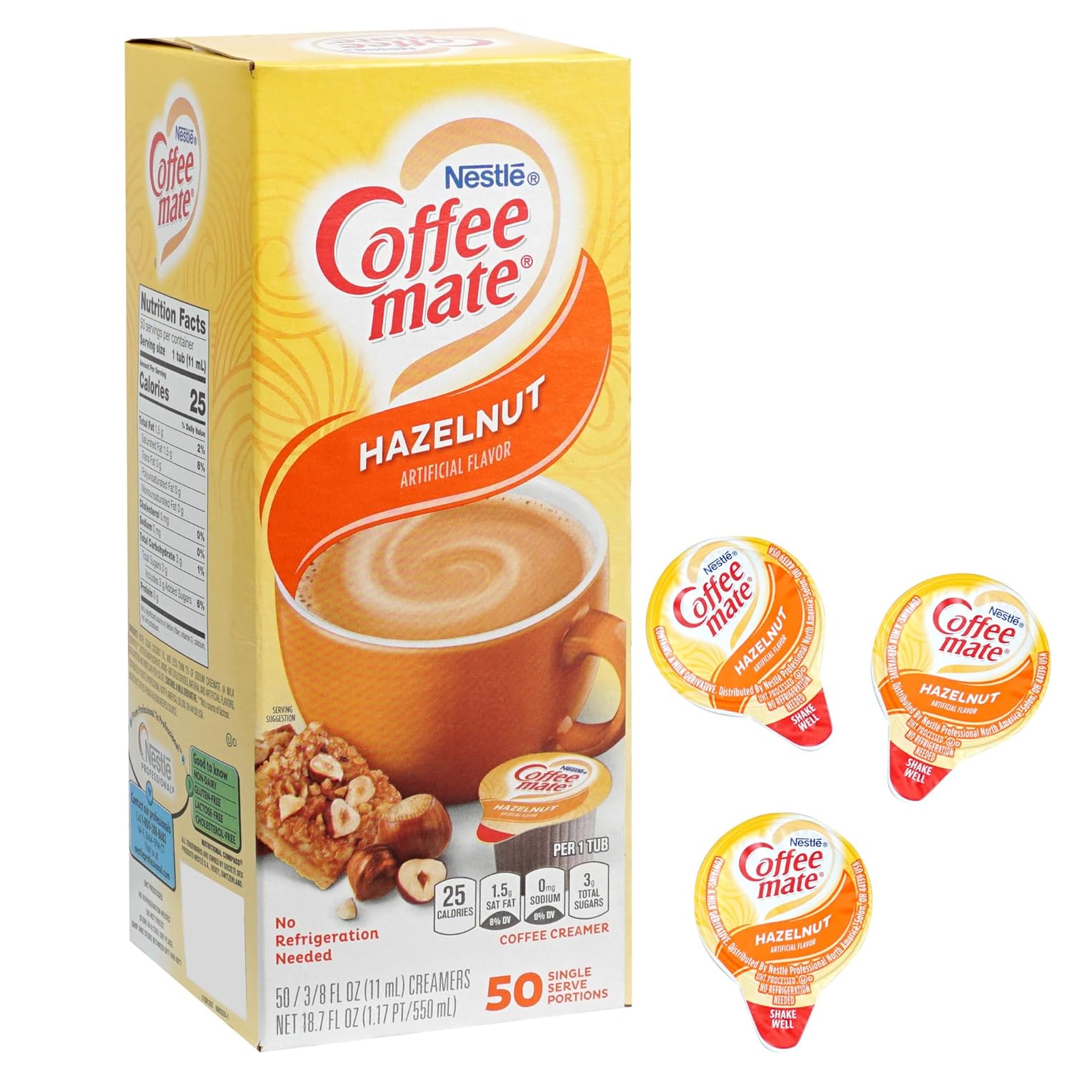 Amazon.com: Hazelnut Liquid Coffee Creamer Singles, 50 Creamer Singles ...