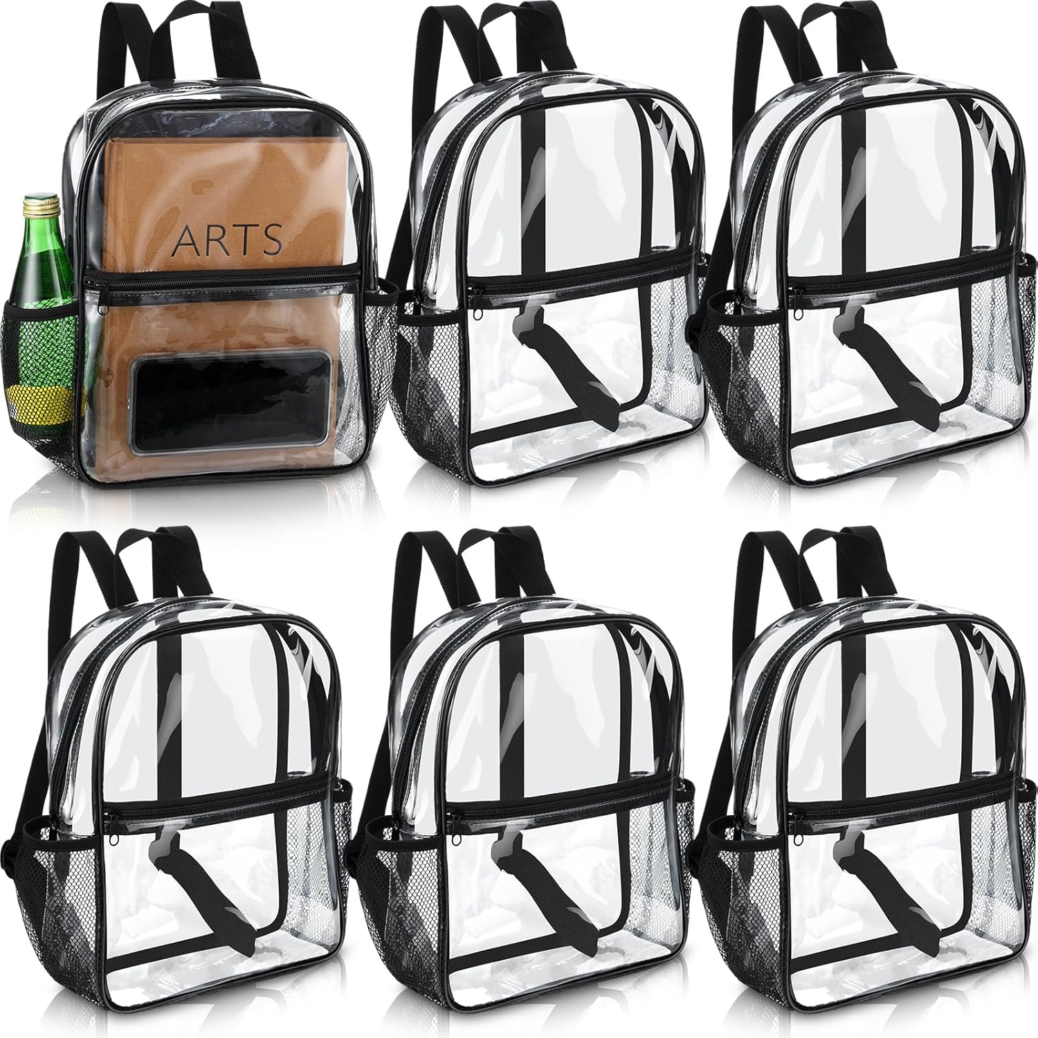 Amazon.com: Sweetude Clear Backpack bulk 11.4 x 9.5 x 5.1 Inch Bag ...