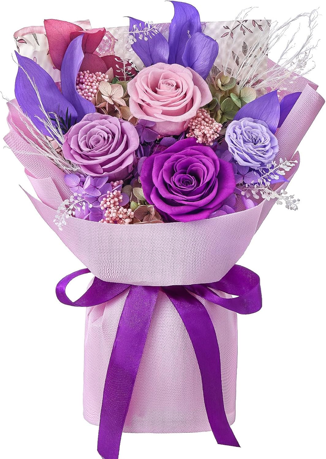 Amazon.com: Mosstory Preserved Roses Bouquet Birthday Flowers for Women ...