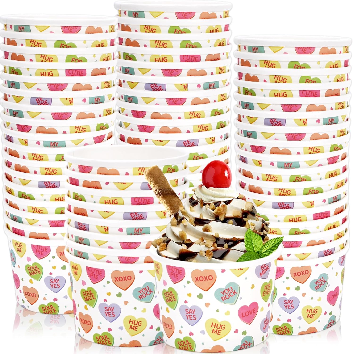 Amazon.com: Whaline 50Pcs Valentine's Day Treat Snack Cups 8oz ...