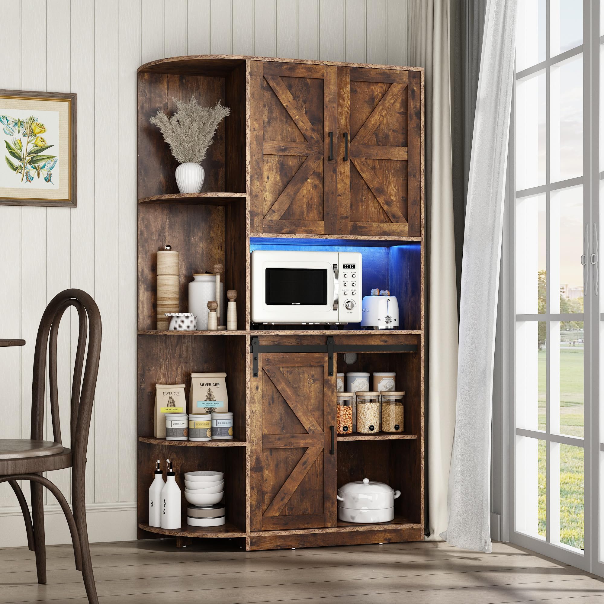 Amazon.com: PAKASEPT 71" Farmhouse Kitchen Pantry Storage Cabinet ...