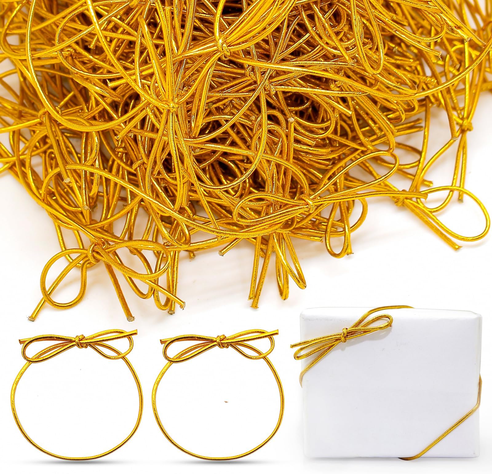 Amazon.com: Vercraft 200 Pcs Gold Stretch Loops with Pre Tied Bows ...