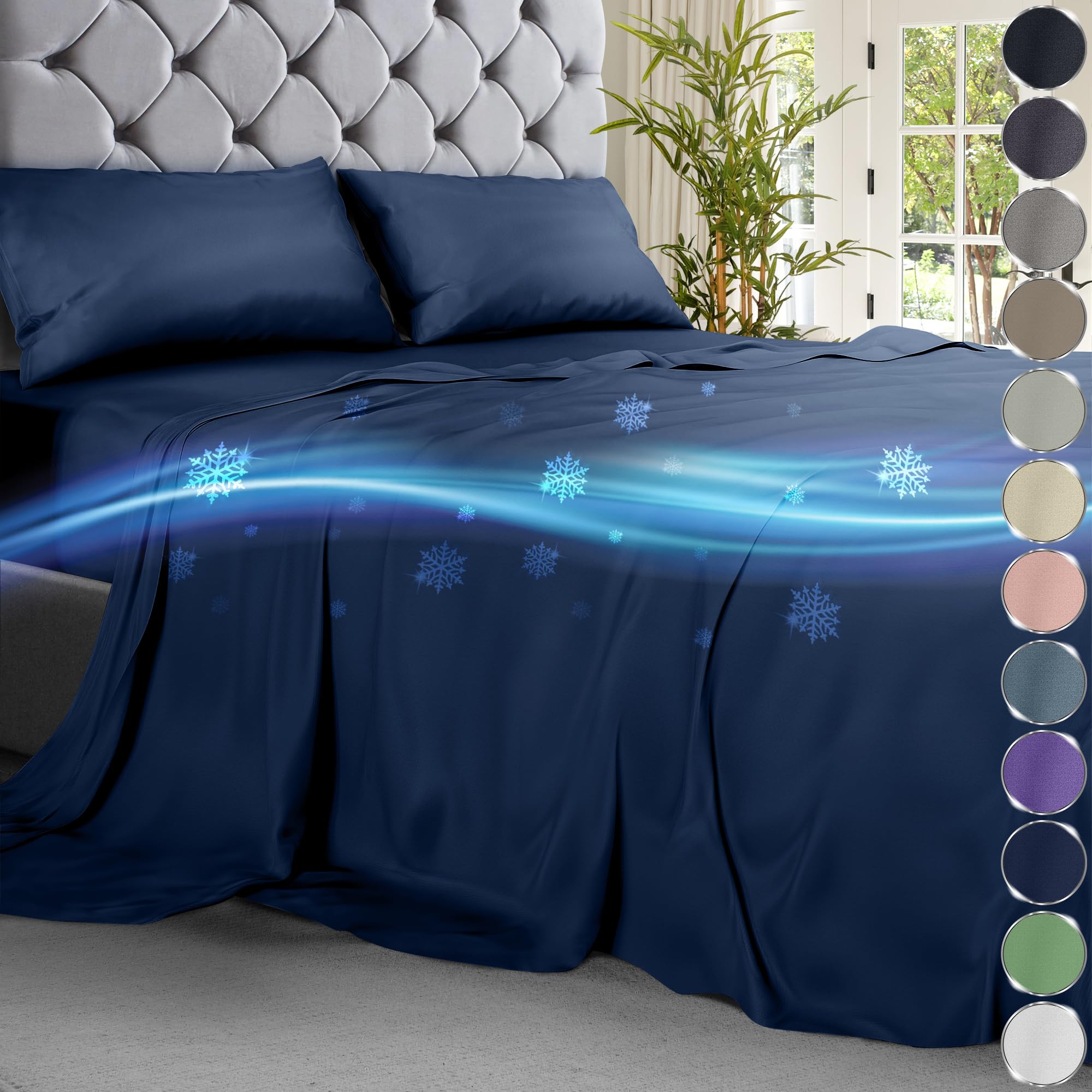 Amazon.com: DECOLURE Cooling Bed Sheets King Set 4pcs - Luxurious ...