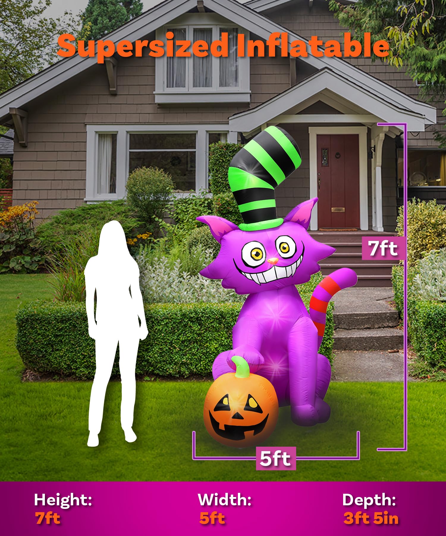Snapklik.com : Giant 7ft Cat Halloween Inflatables, Mad Hatter Top Hat ...