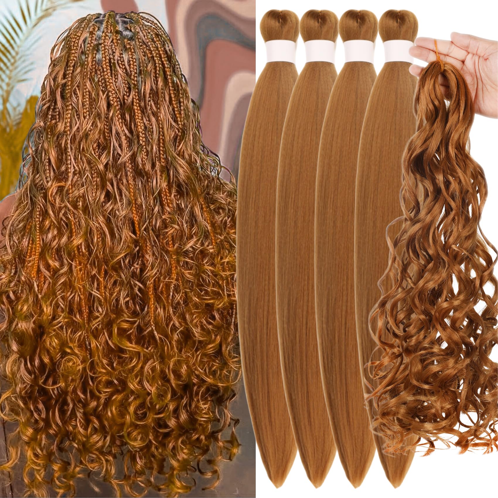 Snapklik.com : Honey Blonde Boho Braiding Hair Pre Stretched ...