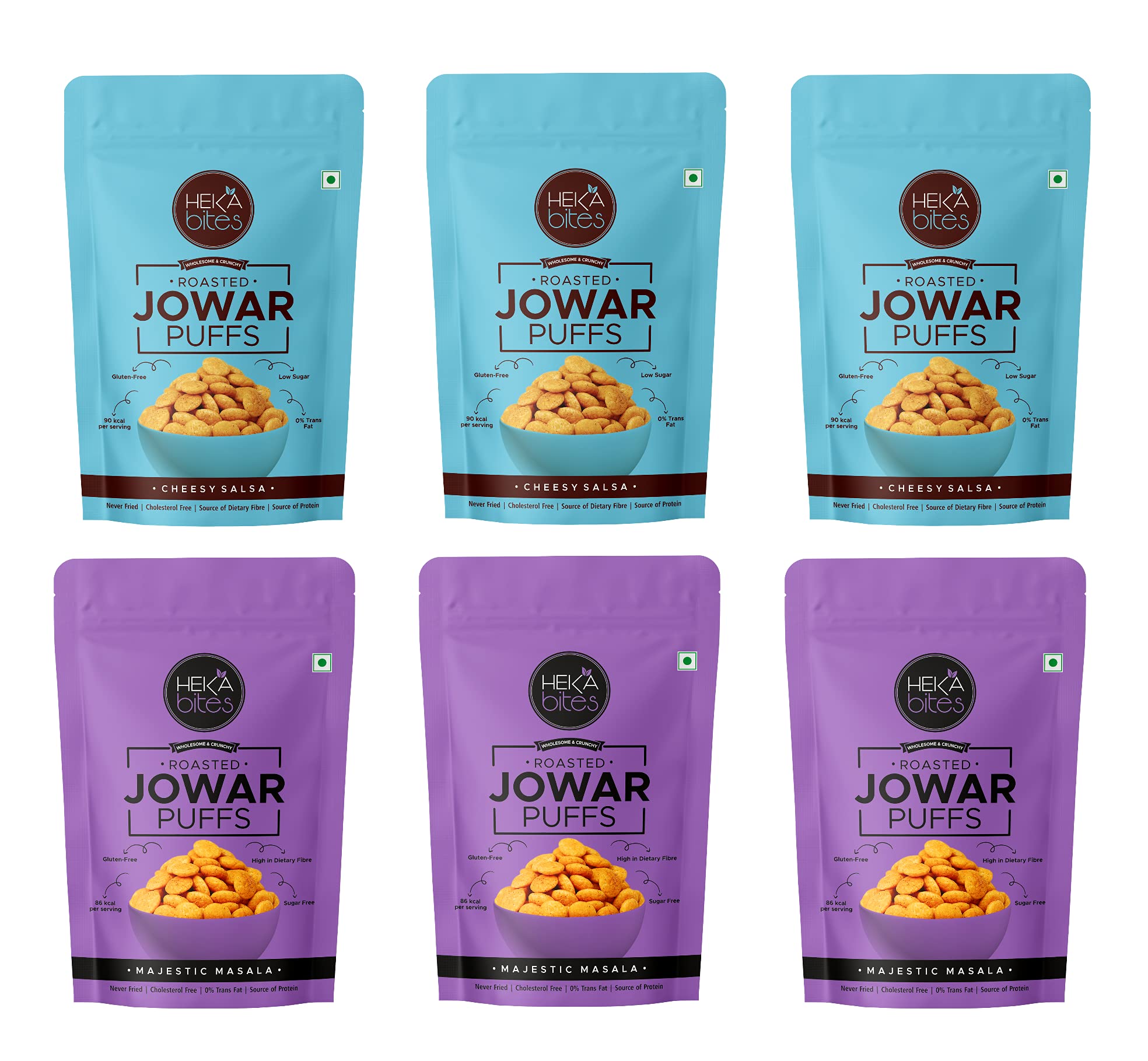 Buy HEKA bites Roasted Jowar Puffs Assorted - Pack of 8 | Made with 80% ...