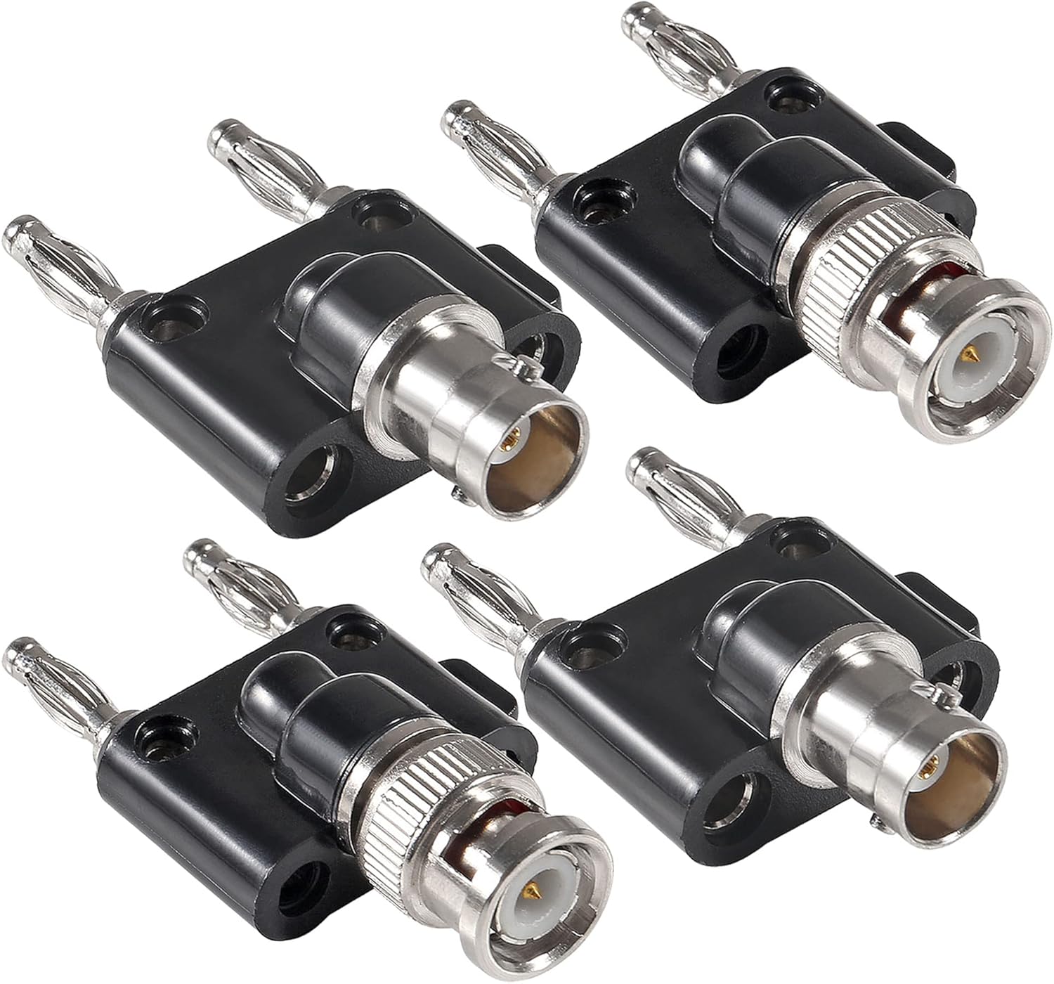 Amazon | ALAMSCN BNCからバナナアダプターキット 4個 BNCオス/BNCメスからデュアルバナナオスプラグジャックバインディングポスト RF同軸スプリッターコネクター ...
