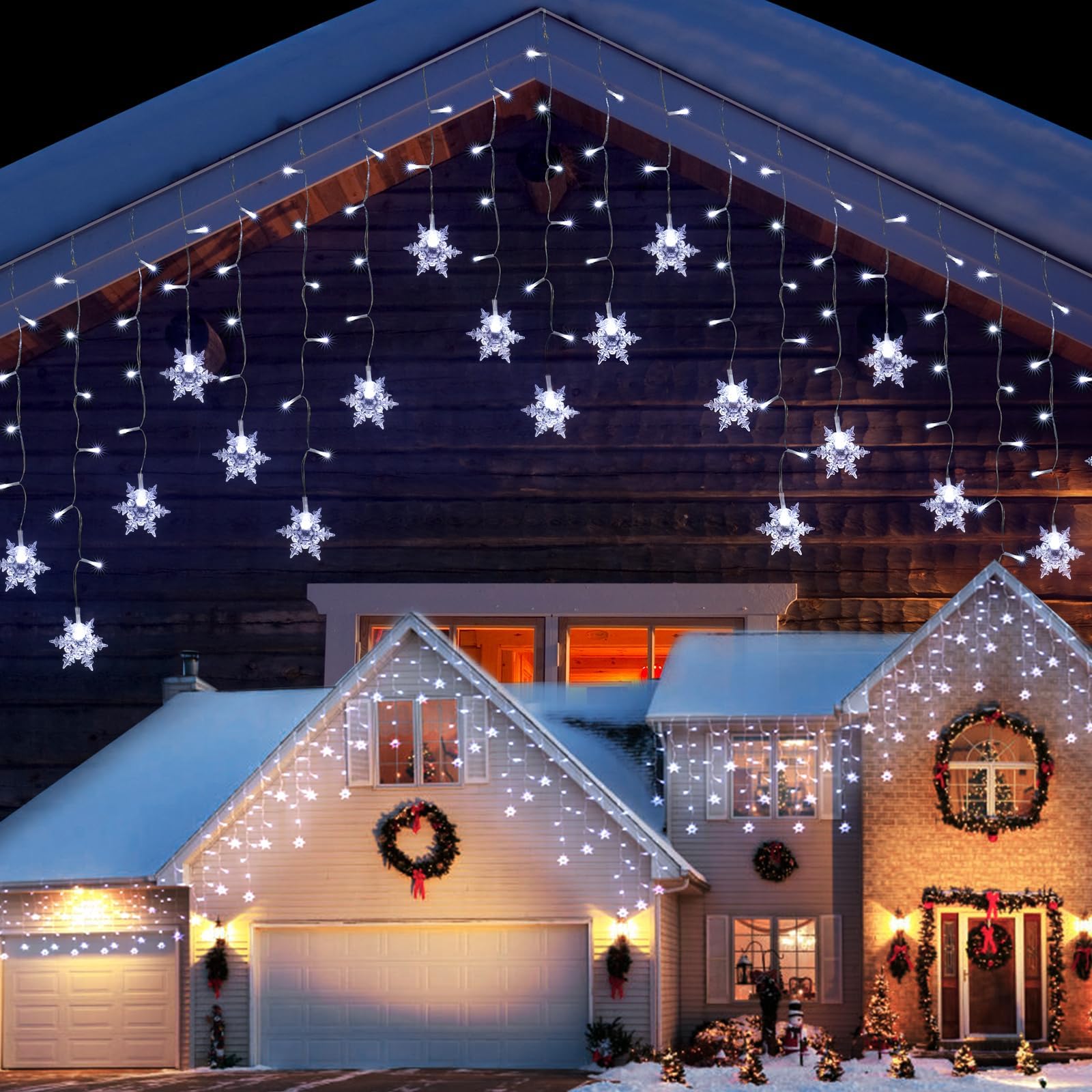 Brightown Christmas Icicle Lights Outdoor, 33 Feet 60 Drops with 300 ...