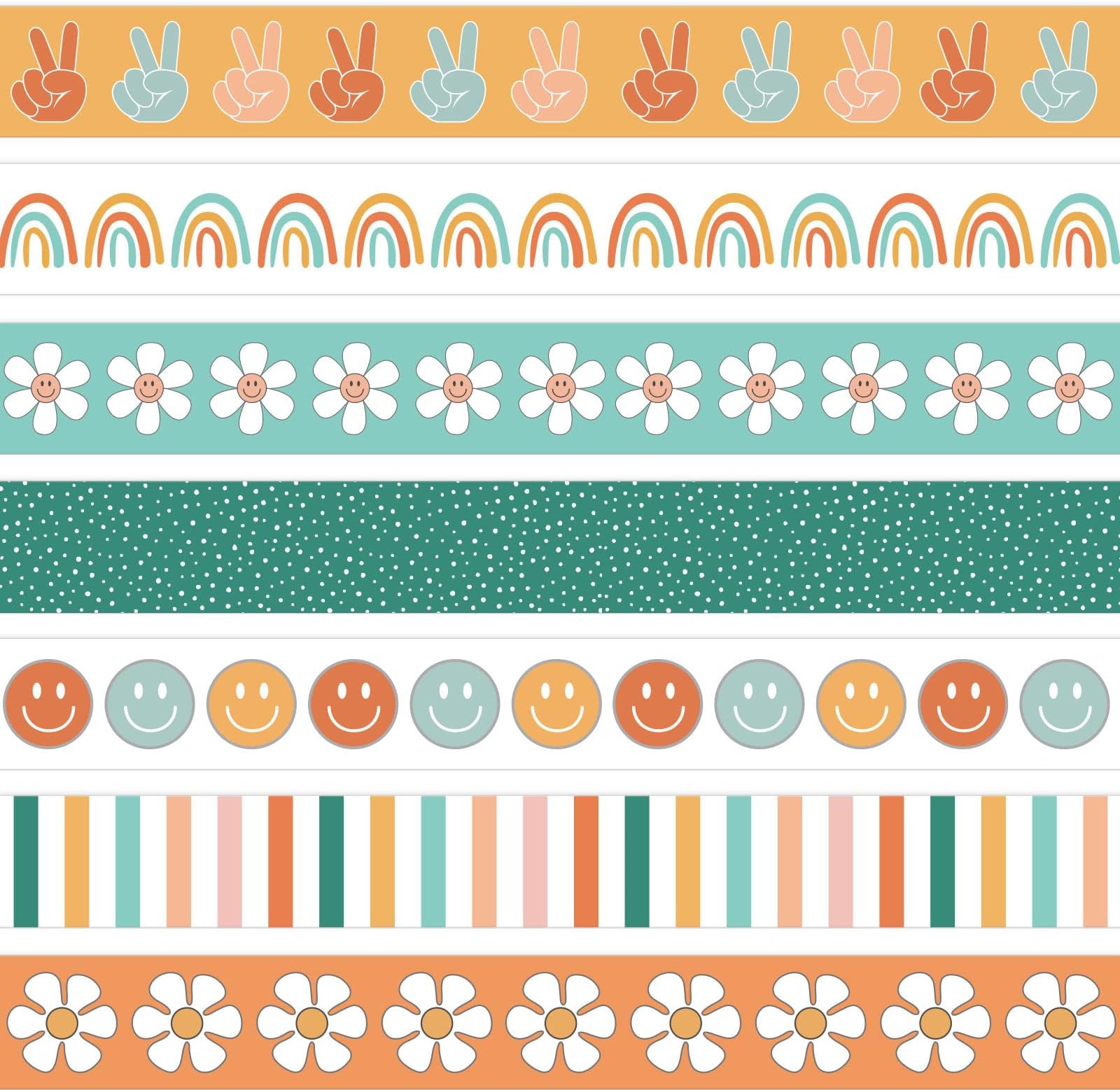 Amazon.com: AnyDesign 80Ft Boho Bulletin Board Borders Colorful Boho ...