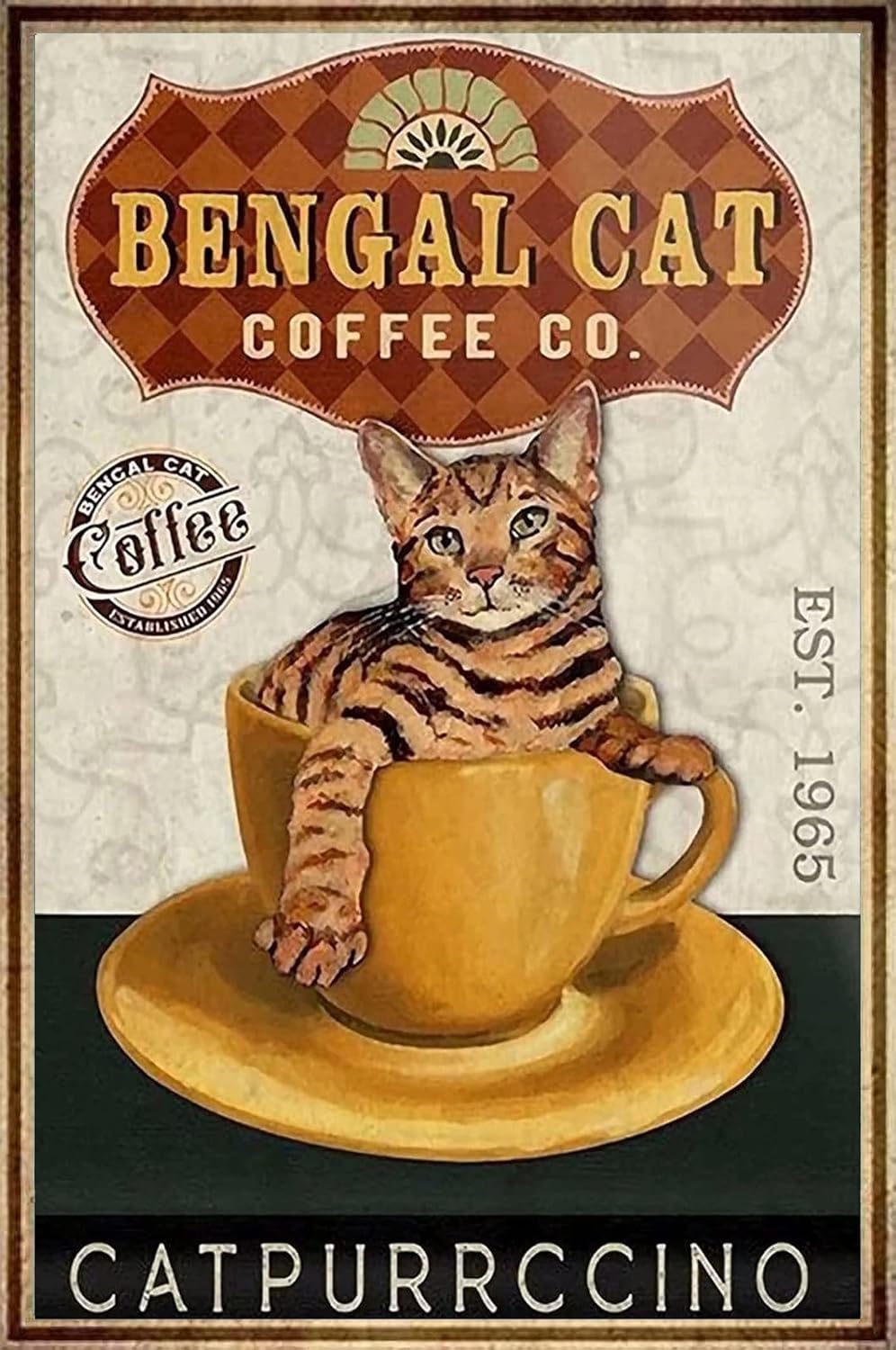 Amazon.com: Vintage Coffee Tin Signs - Cat Metel Signs - Retro Cafe ...