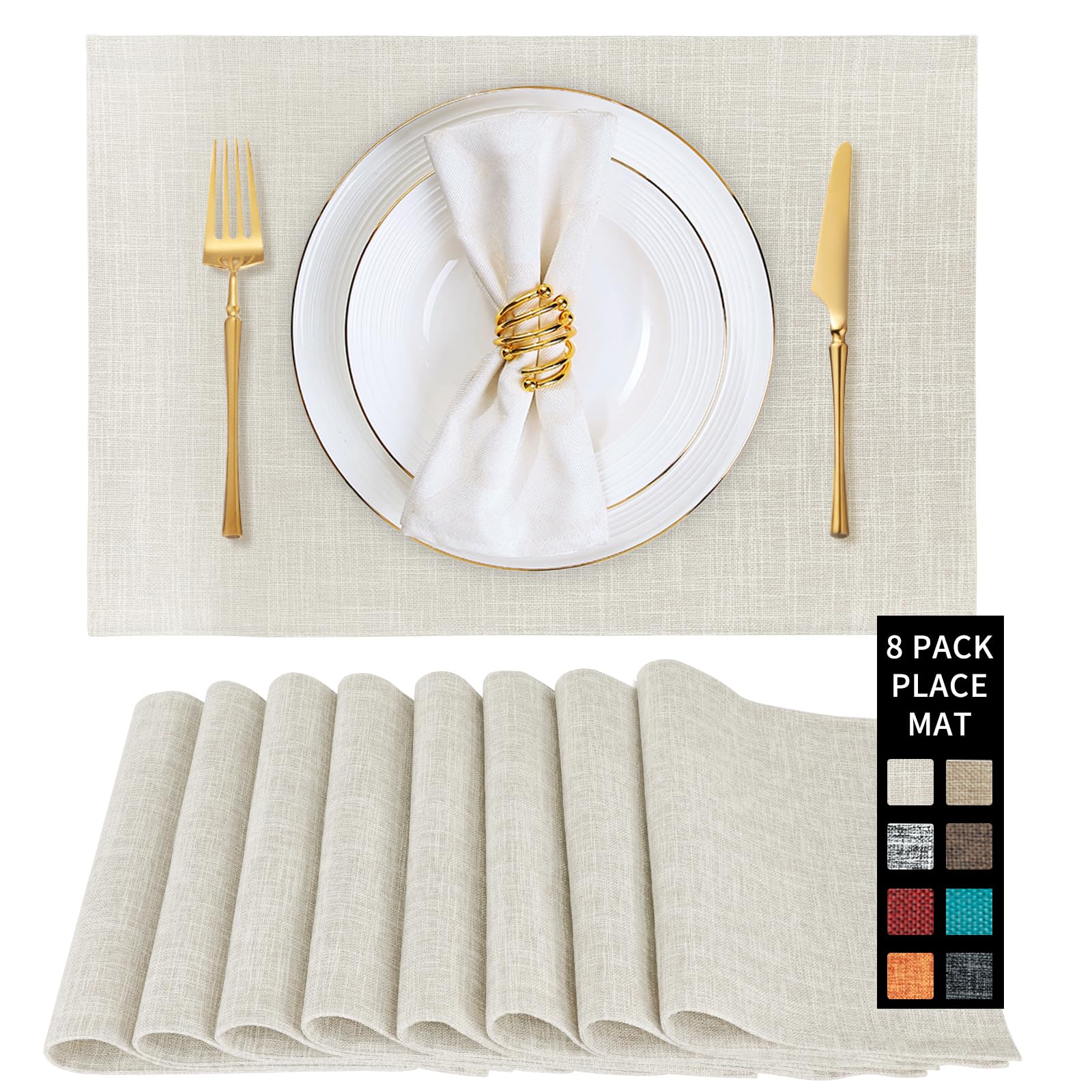 Amazon.com: Table Placemats Set of 8, Washable Dining Table Mats Cloth ...