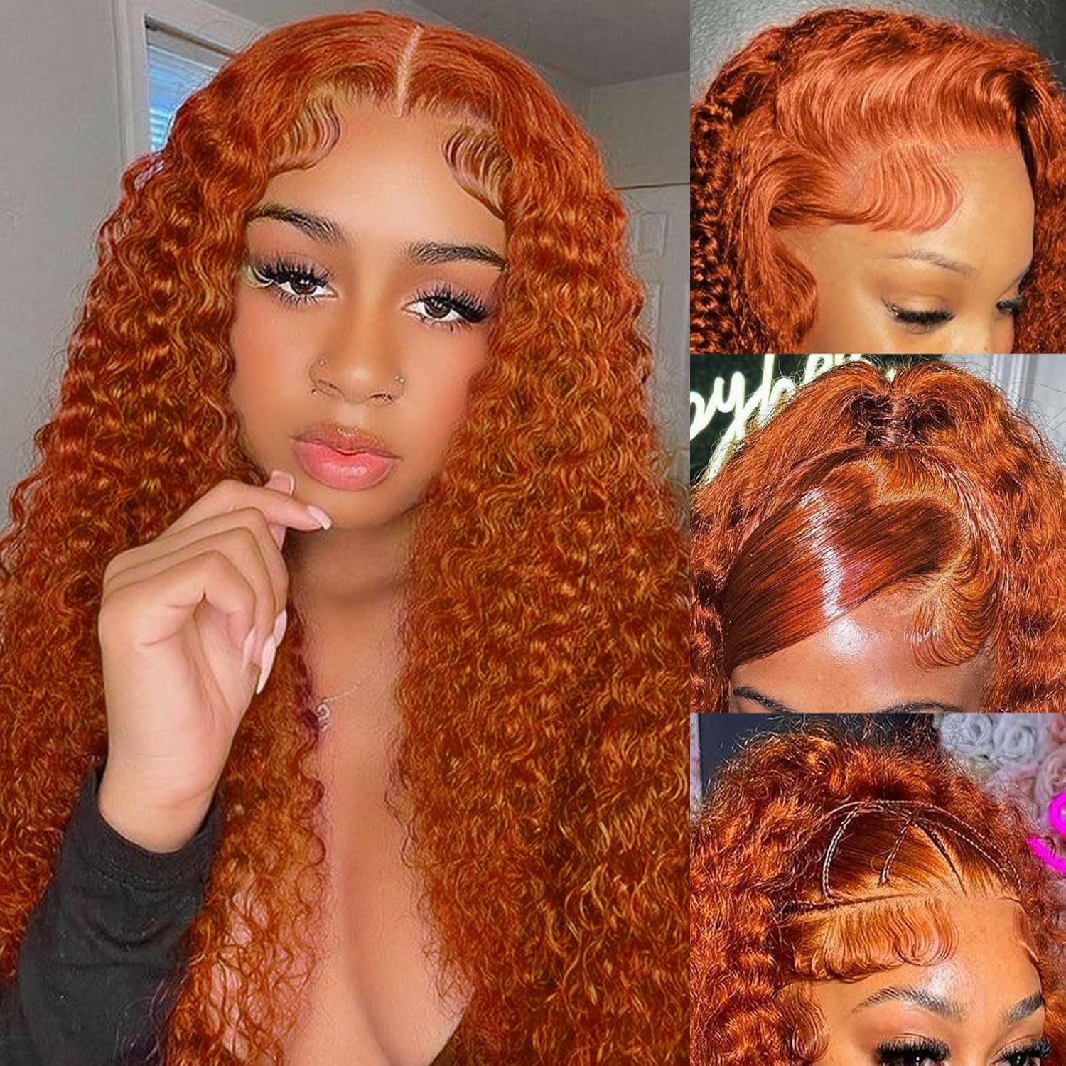 Amazon.com : 22 Inch Ginger Lace Front Wigs Human Hair Deep Wave 13x4 ...