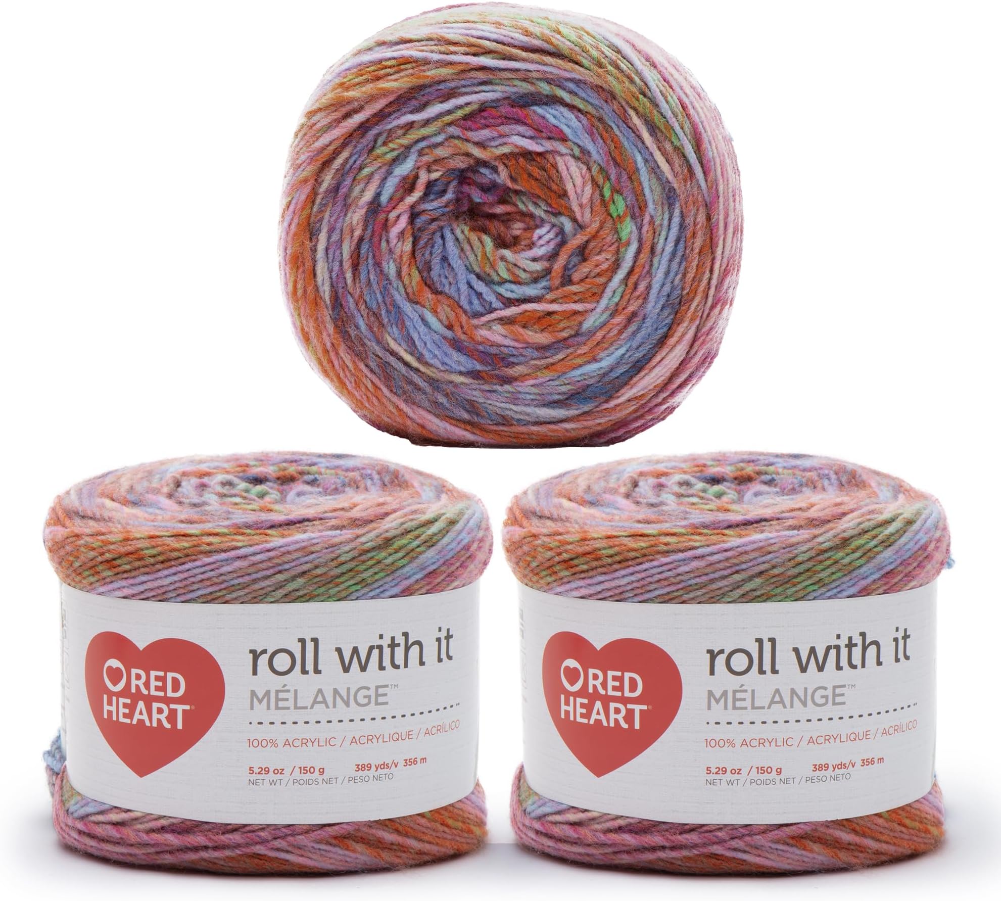 Amazon.com: Red Heart Super Saver Bitty Stripe Crayon Box Yarn - 2 Pack ...