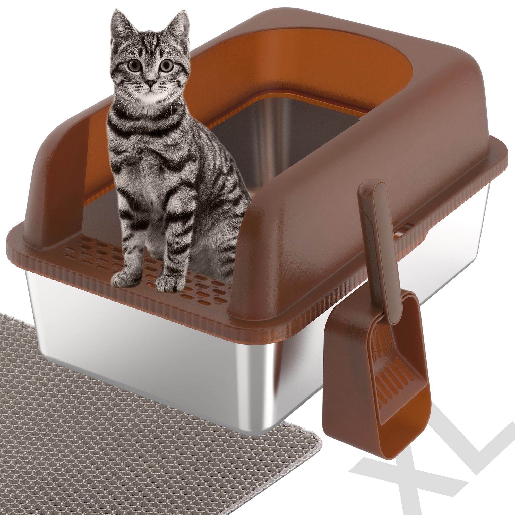 Amazon.com: XL Stainless Steel Cat Litter Box for Big Cats,Extra Large ...