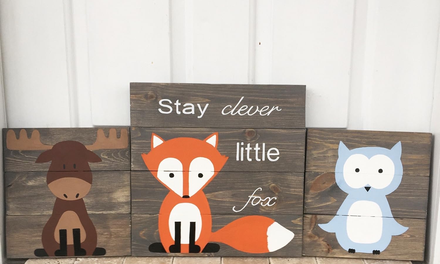 Amazon.com: Set of 3 Woodland Animal Nursery Signs Nursery Decor Baby ...