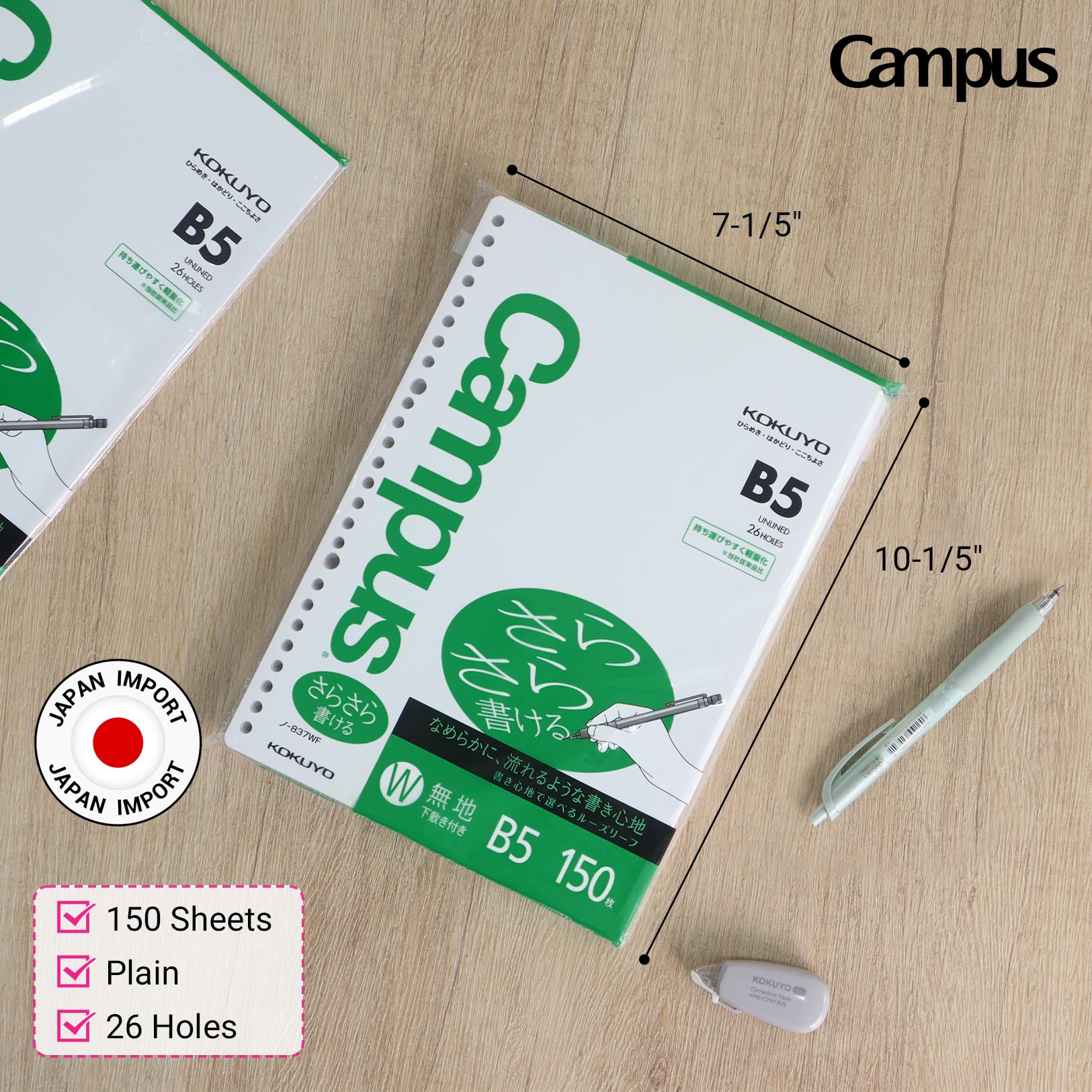 Snapklik.com : Kokuyo Campus Loose Leaf Paper For Binders, 2 Pack ...
