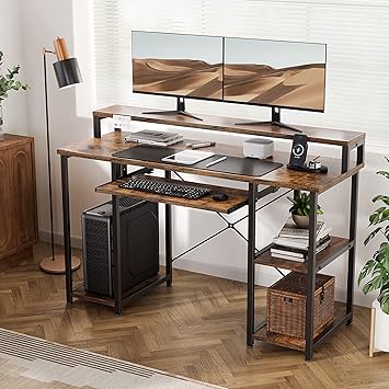 TEKAVO Computer Table With Keyboard Tray | Desktop Table For Home ...