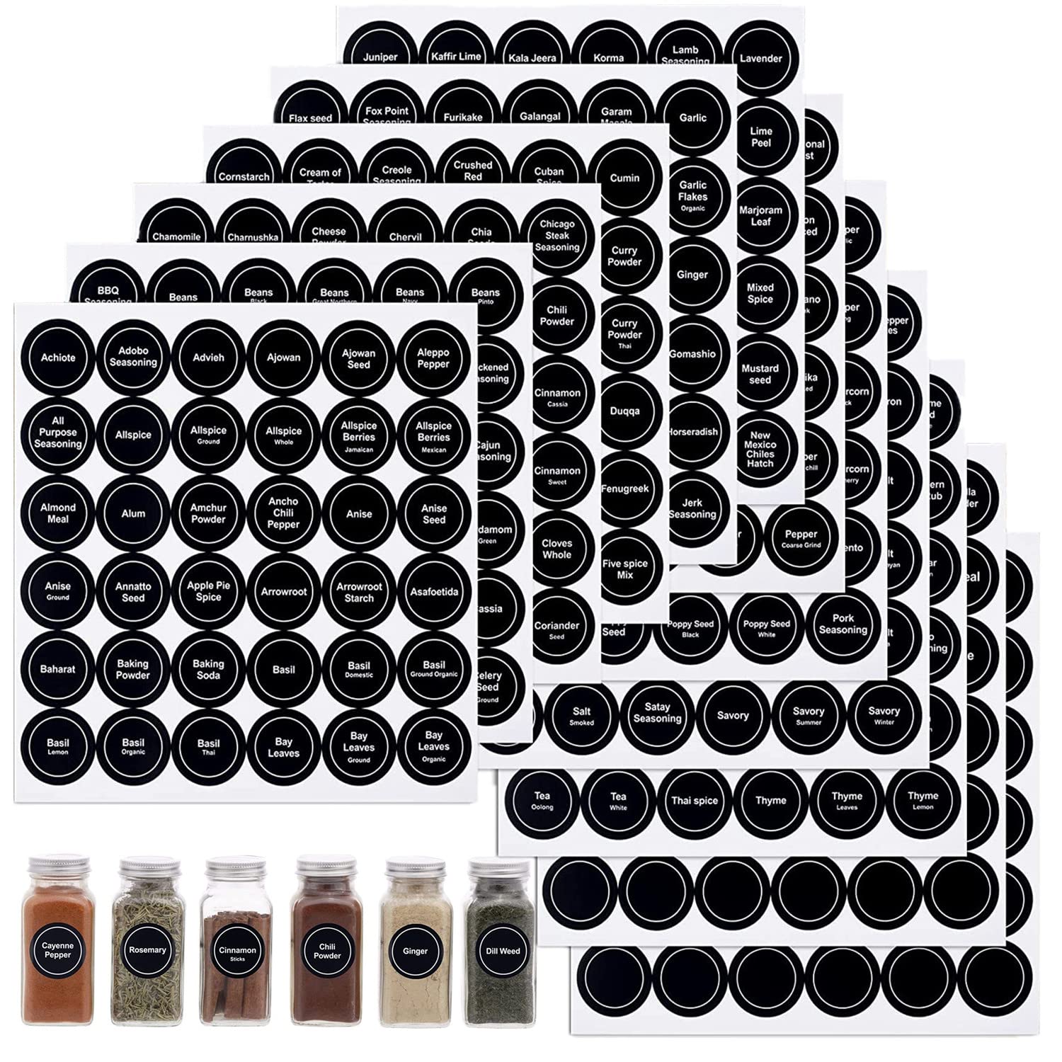 432 PCS Spice Labels Stickers, 3.5cm Spice Labels for Kitchen ...