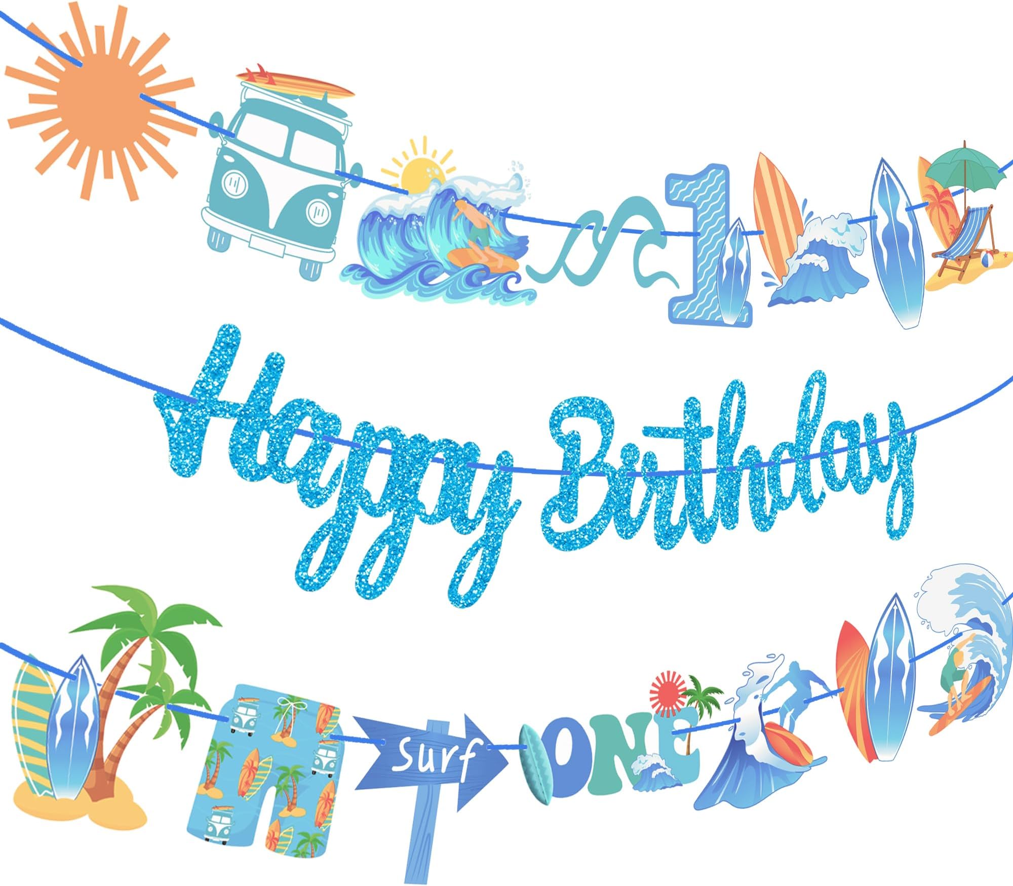 Amazon.com: JOYMEMO The Big One Surf Banner - Boy’s Surfing 1st ...