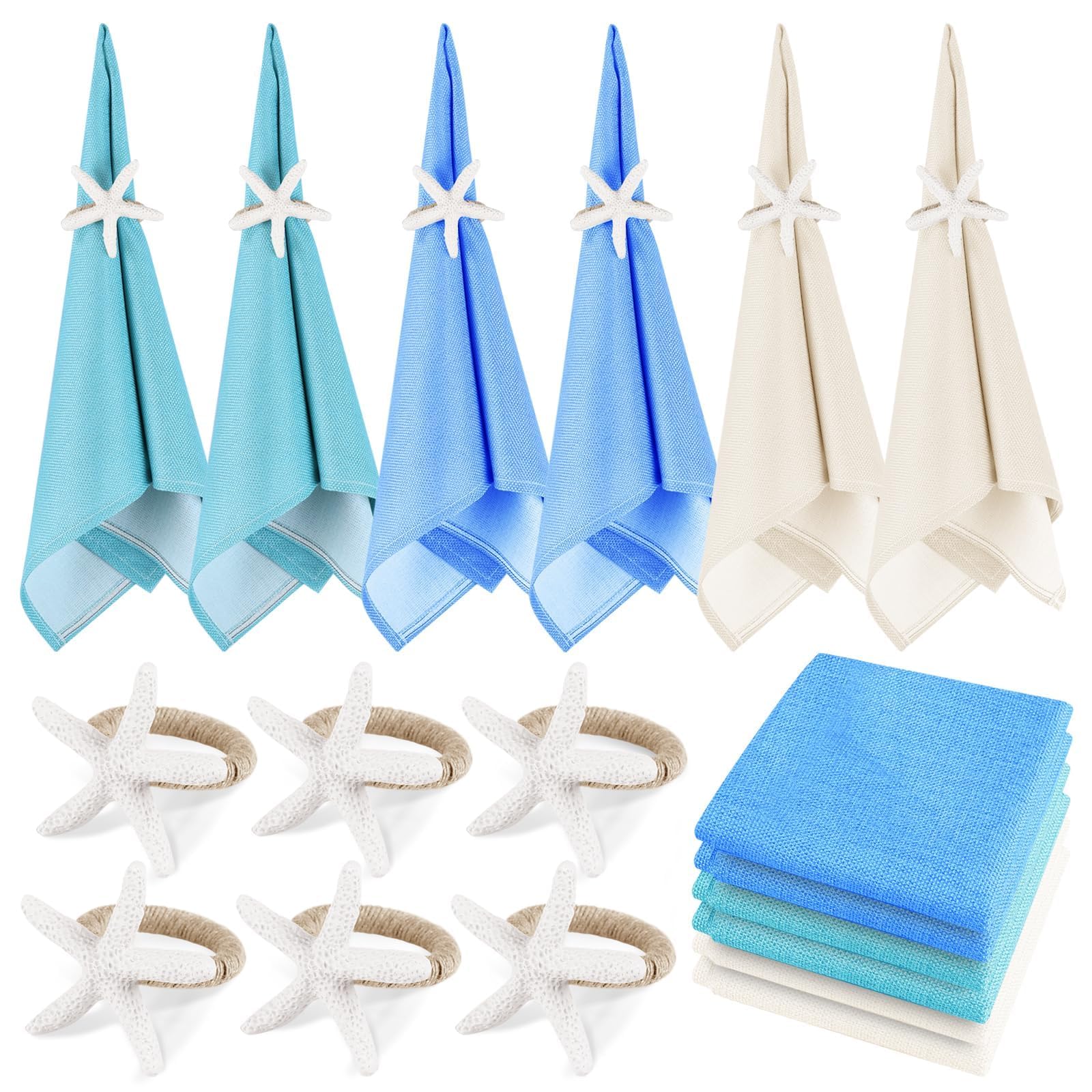 Amazon.com: Christmas Sea Napkin Rings Set of 12,6 Starfish Napkin Ring ...