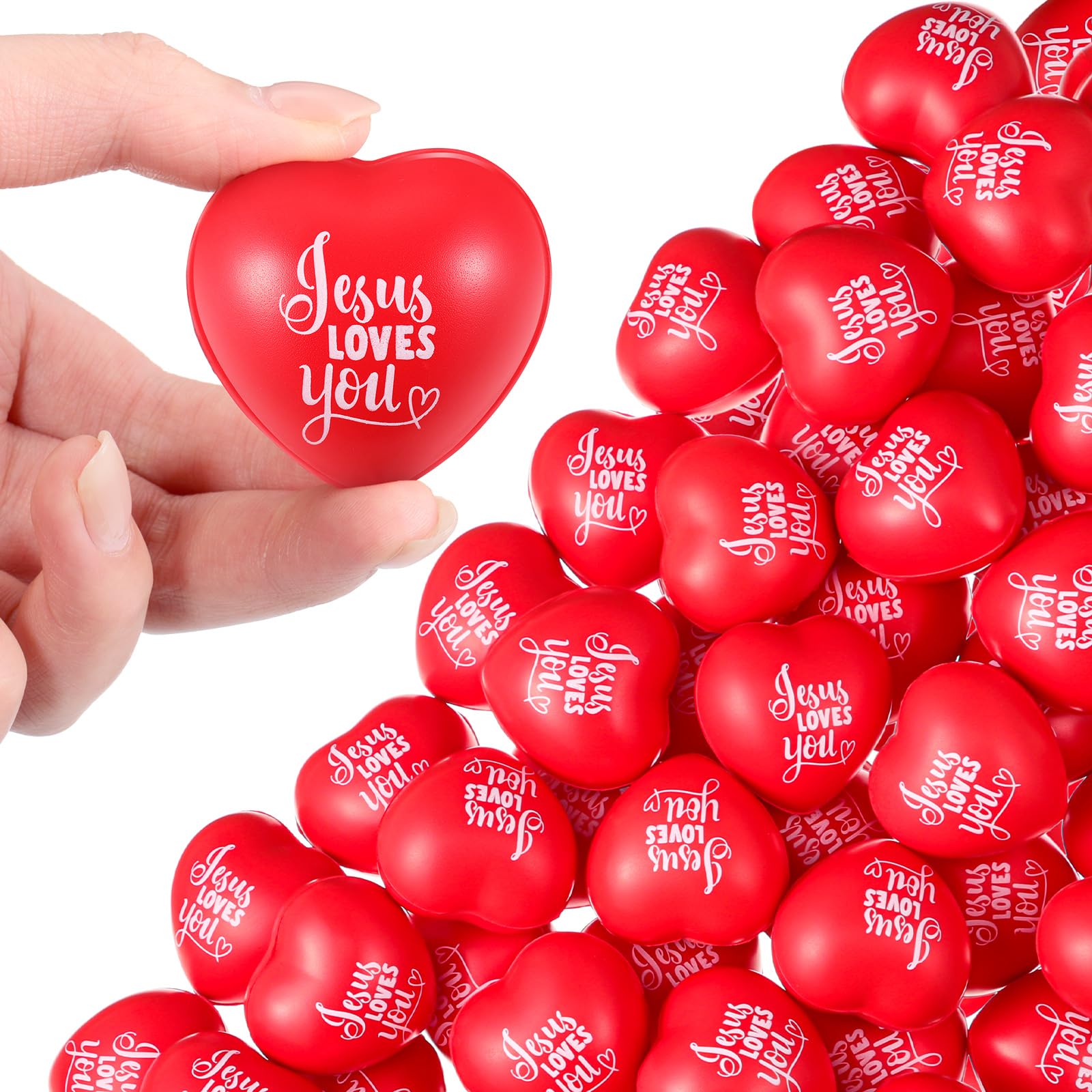 Amazon.com: Zubebe 60 Pcs Jesus Loves You Heart Stress Balls Bulk 1.57 ...