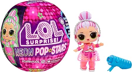 L.O.L. Surprise! Neon Pop Stars Tots - 1 Doll with Magical Blacklight ...