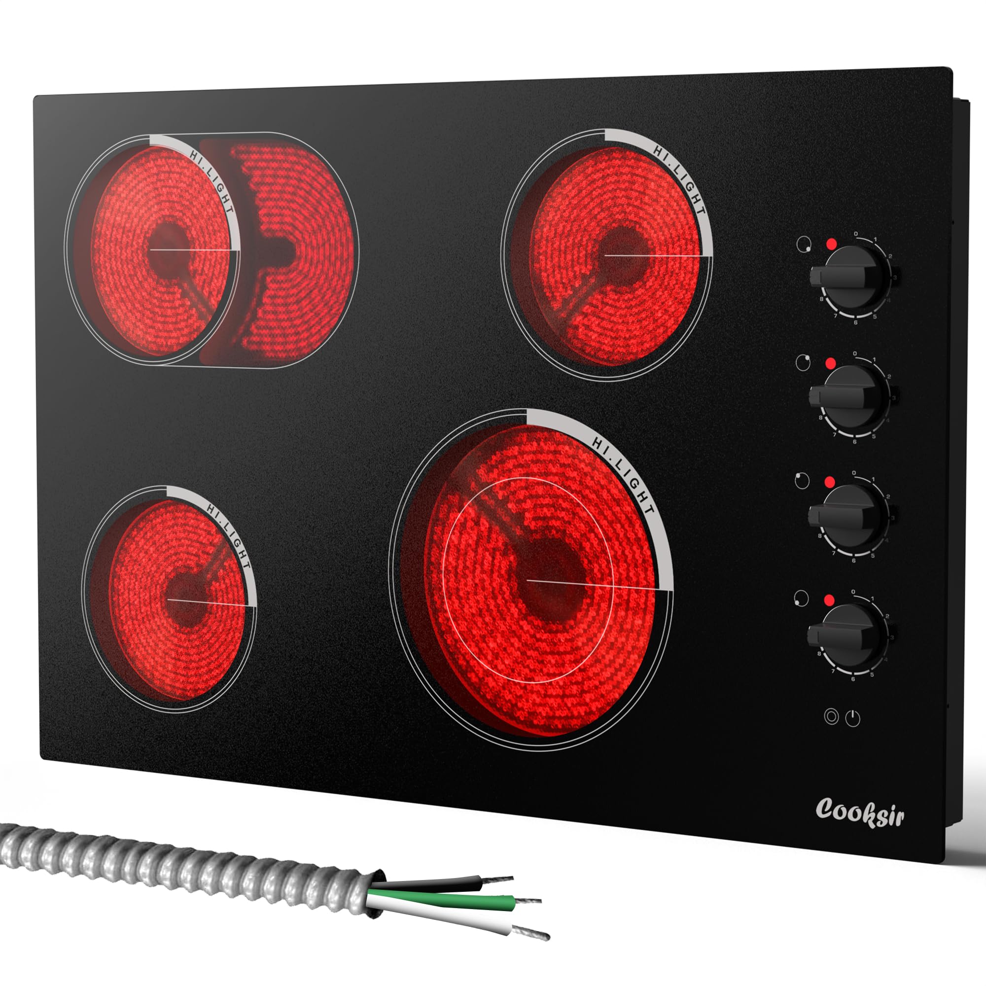 Amazon.com: Cooksir Electric Cooktop 30 Inch - 4 Burner Built-in Glass ...