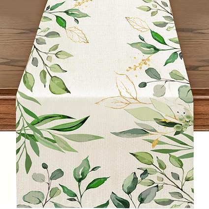 Amazon.com: RUSPEPA Table Runner with Leaf Linen Table Runner for ...