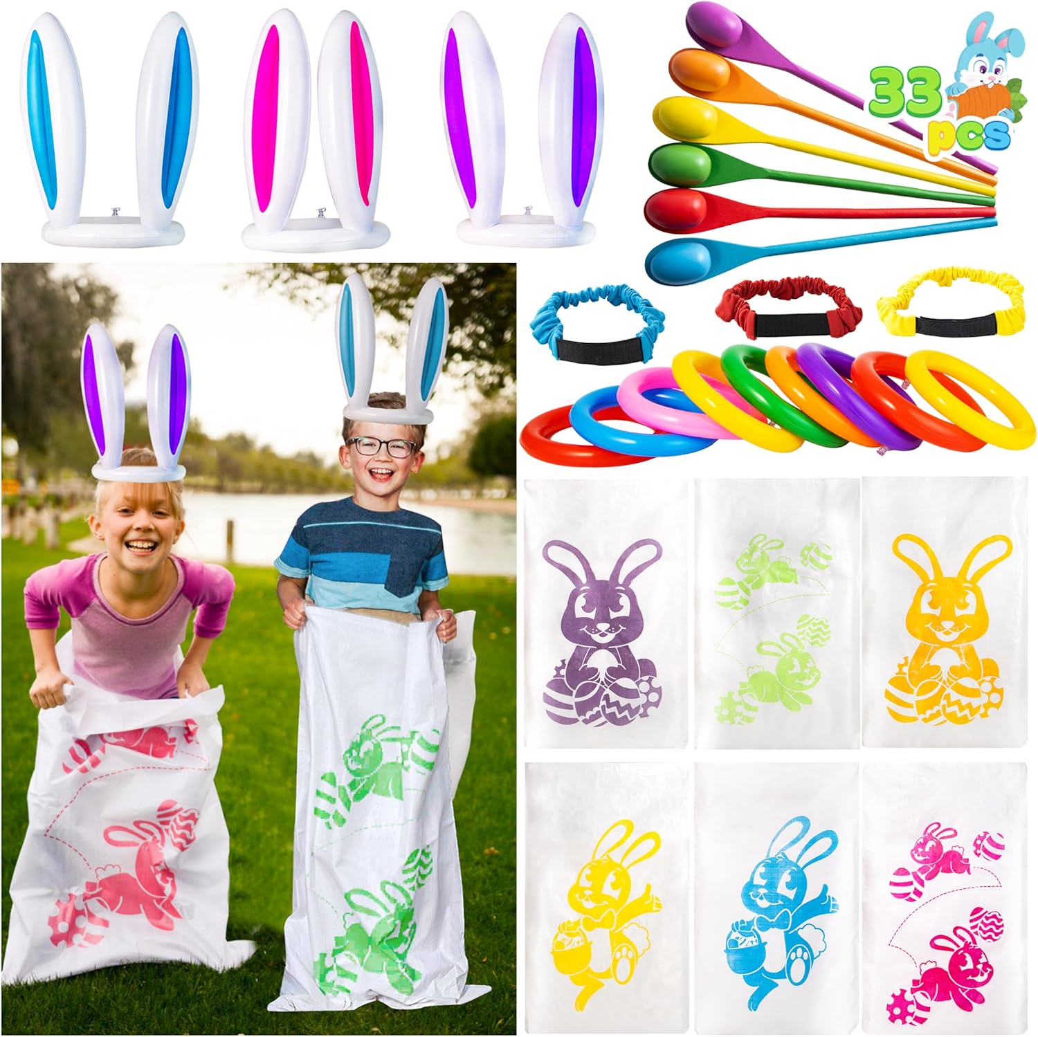 Amazon.com: JOYIN 6 Easter Player Potato Sack Race Jumping Bags, Spoon ...