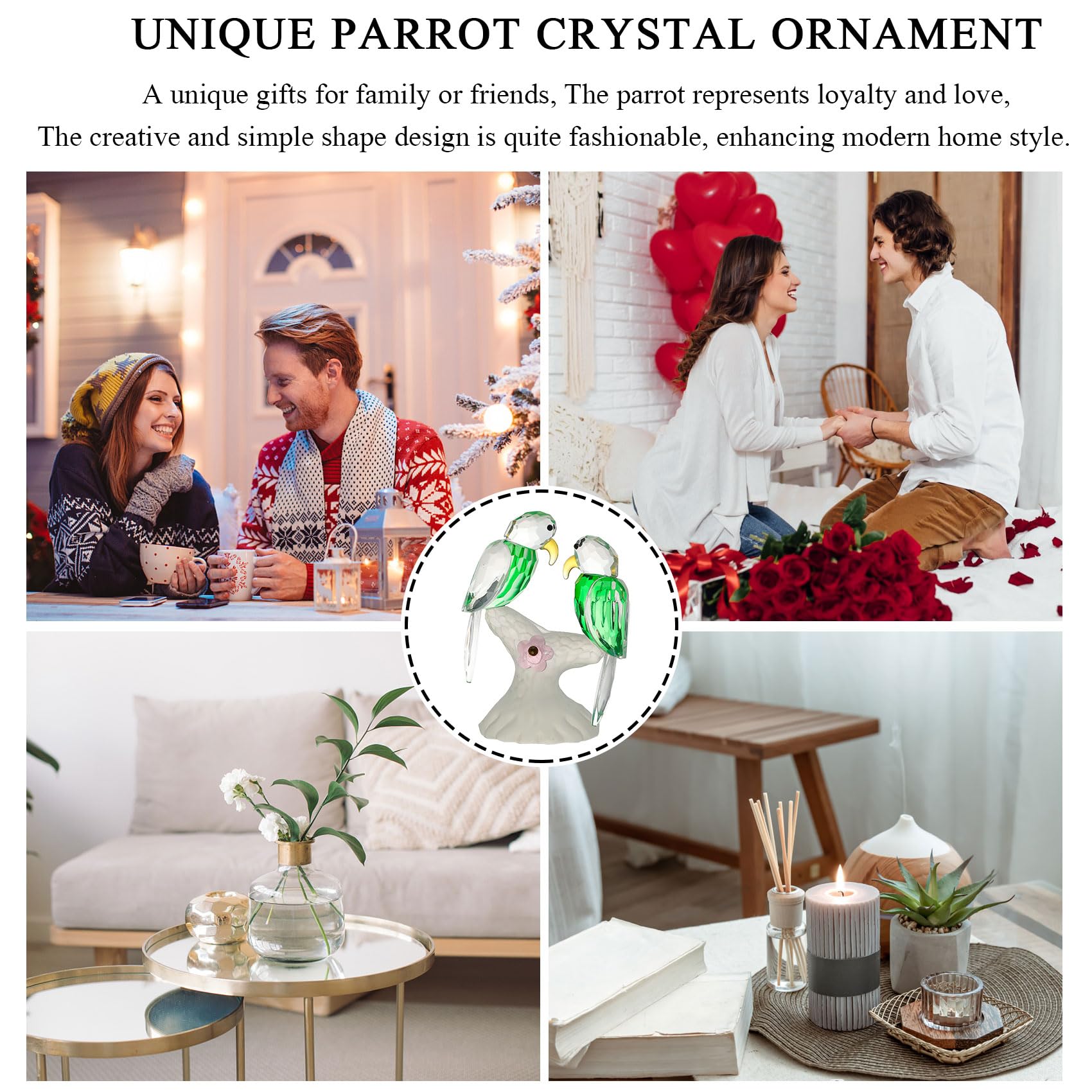 Snapklik.com : Crystal Parrot Statues Decor Glass Birds Figurines ...