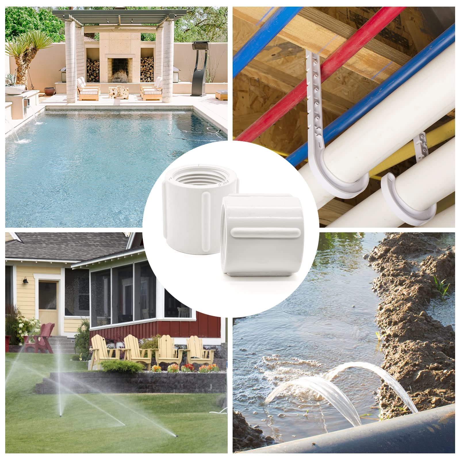 Snapklik.com : 10 PCS PVC Threaded Pipe, 1" Female Pipe Coupling,PVC ...