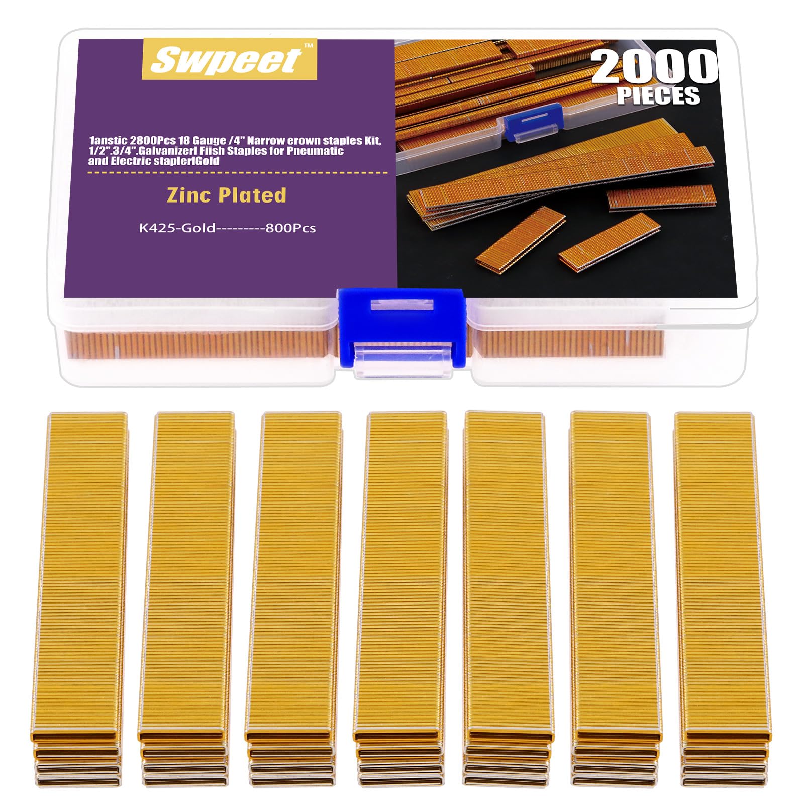 Snapklik.com : Swpeet 2001 Counts K425 Approx 1/4" 1" 18 Gauge Gold ...