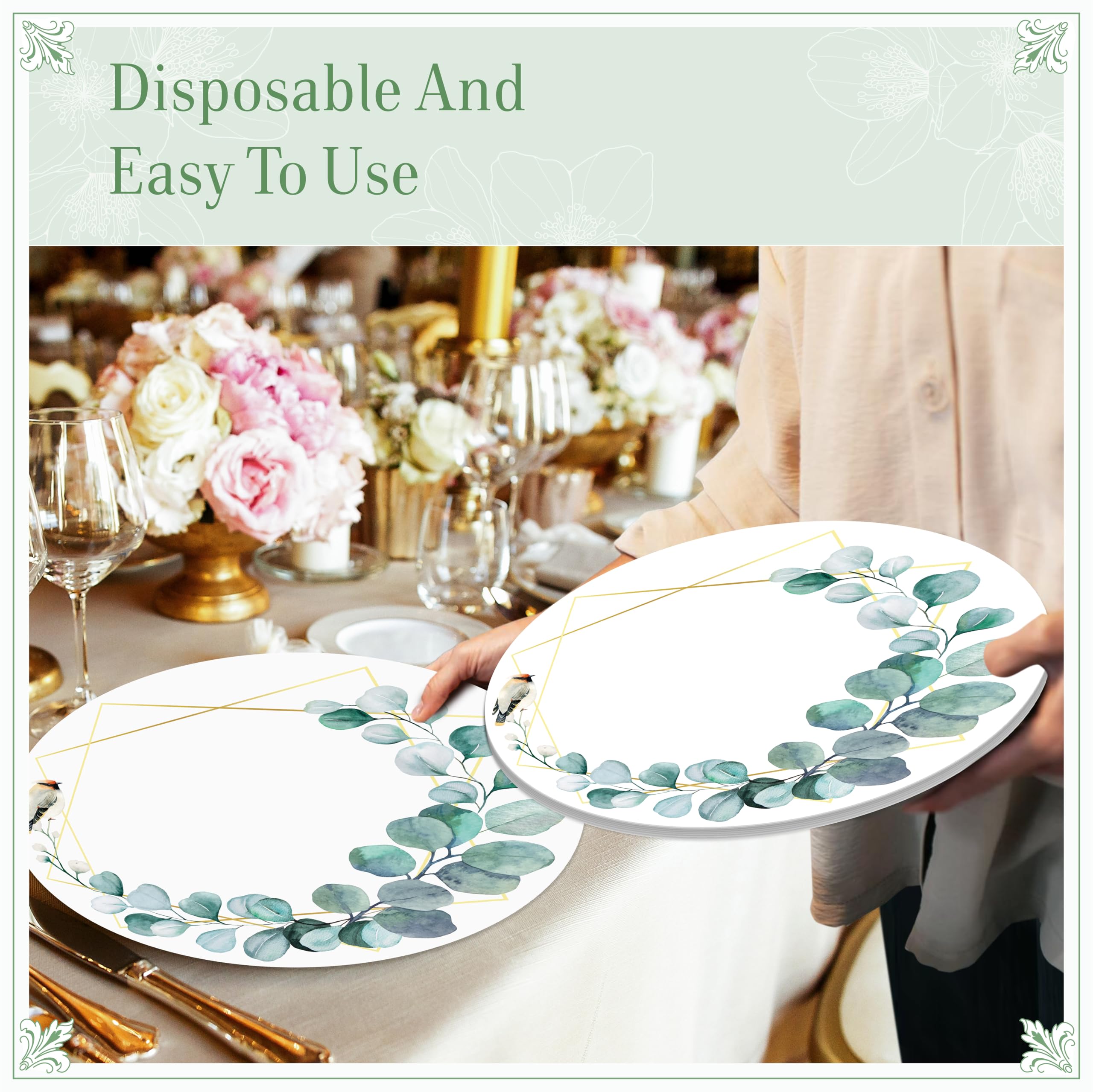 Snapklik.com : 48 PCS Paper Placemats, Disposable Round Table Mats ...