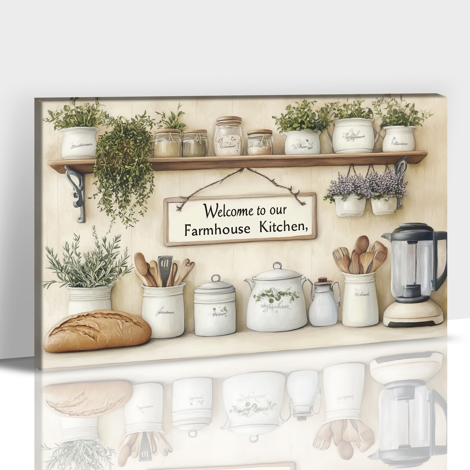 Amazon.com: Kitchen Canvas Wall Art, Rustic Bread Farm Supplies ...