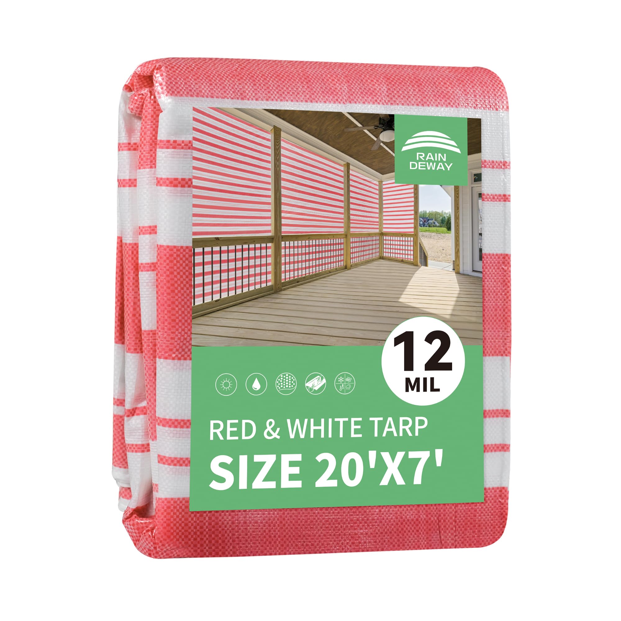Snapklik.com : RAINDEWAY Tarps 7x20 Feet,12 Mil Sunshade Striped Tarp ...