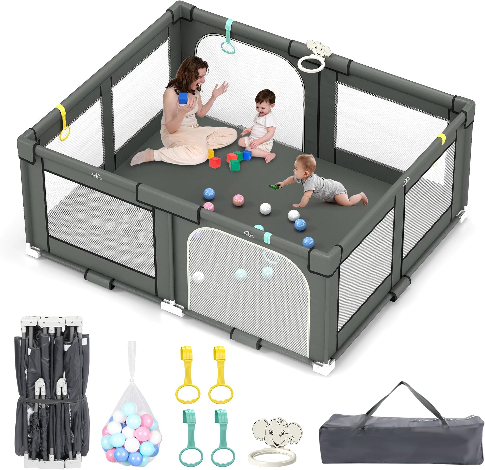 Amazon.com : Tolead Foldable Playpen for Babies and Toddlers, 72" x 59 ...