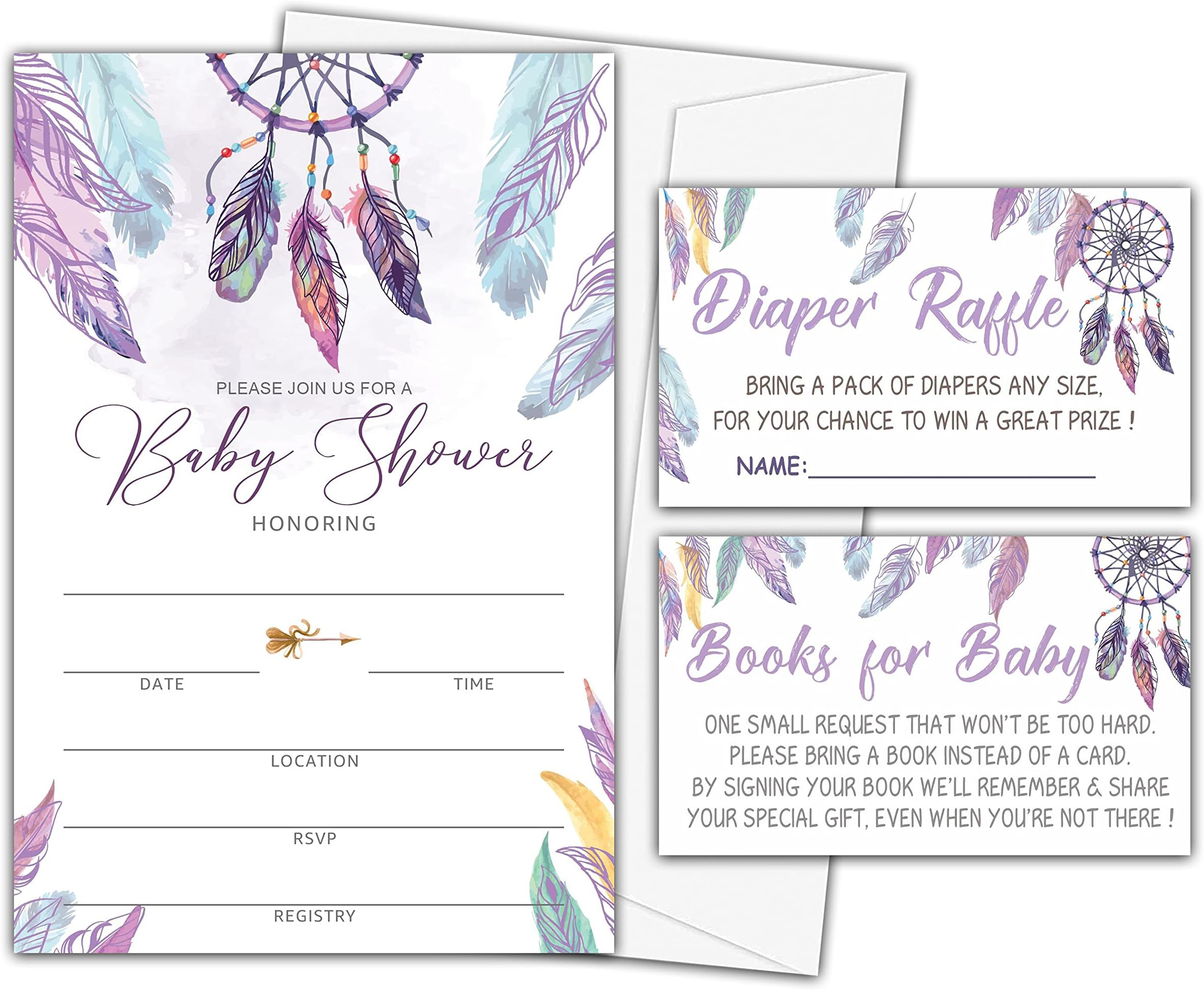 Amazon.com : Baby Shower Invitation Kit, Diaper Raffle Games, Books For ...