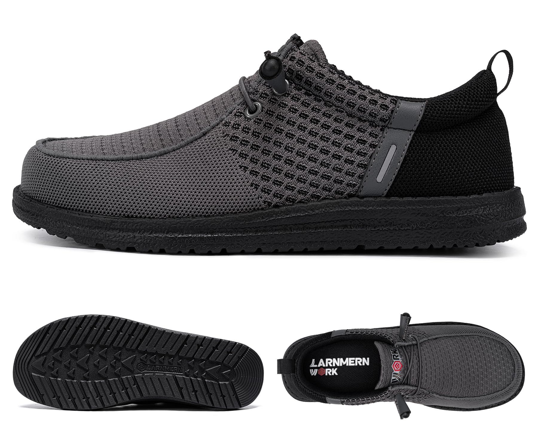 Snapklik.com : LARNMERN Slip On Steel Toe Shoes Men Lightweight ...