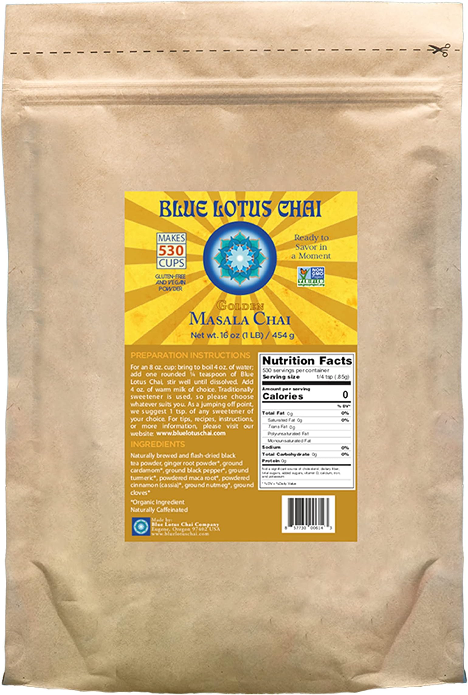 Amazon.com : Blue Lotus Chai - Golden Masala Chai - Makes 530 Cups - 1 ...