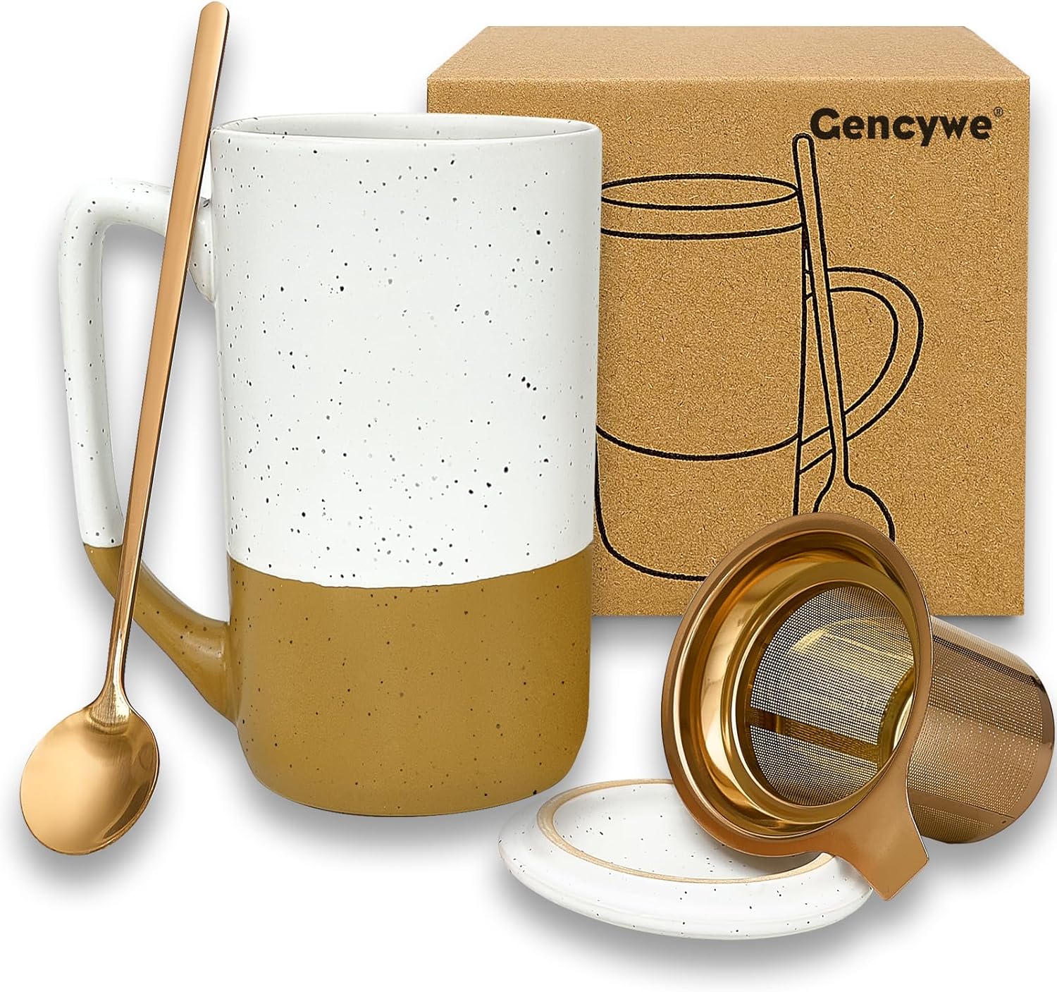 Amazon.com: Gencywe Ceramics Large Tea Cup with Loose Leaf Infuser ...