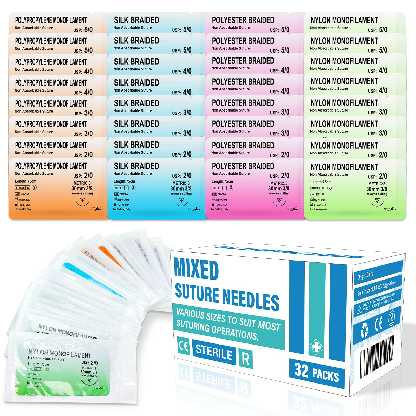 Buy Suture Thread and Needle Set for Medical Students (32 Mixed ...