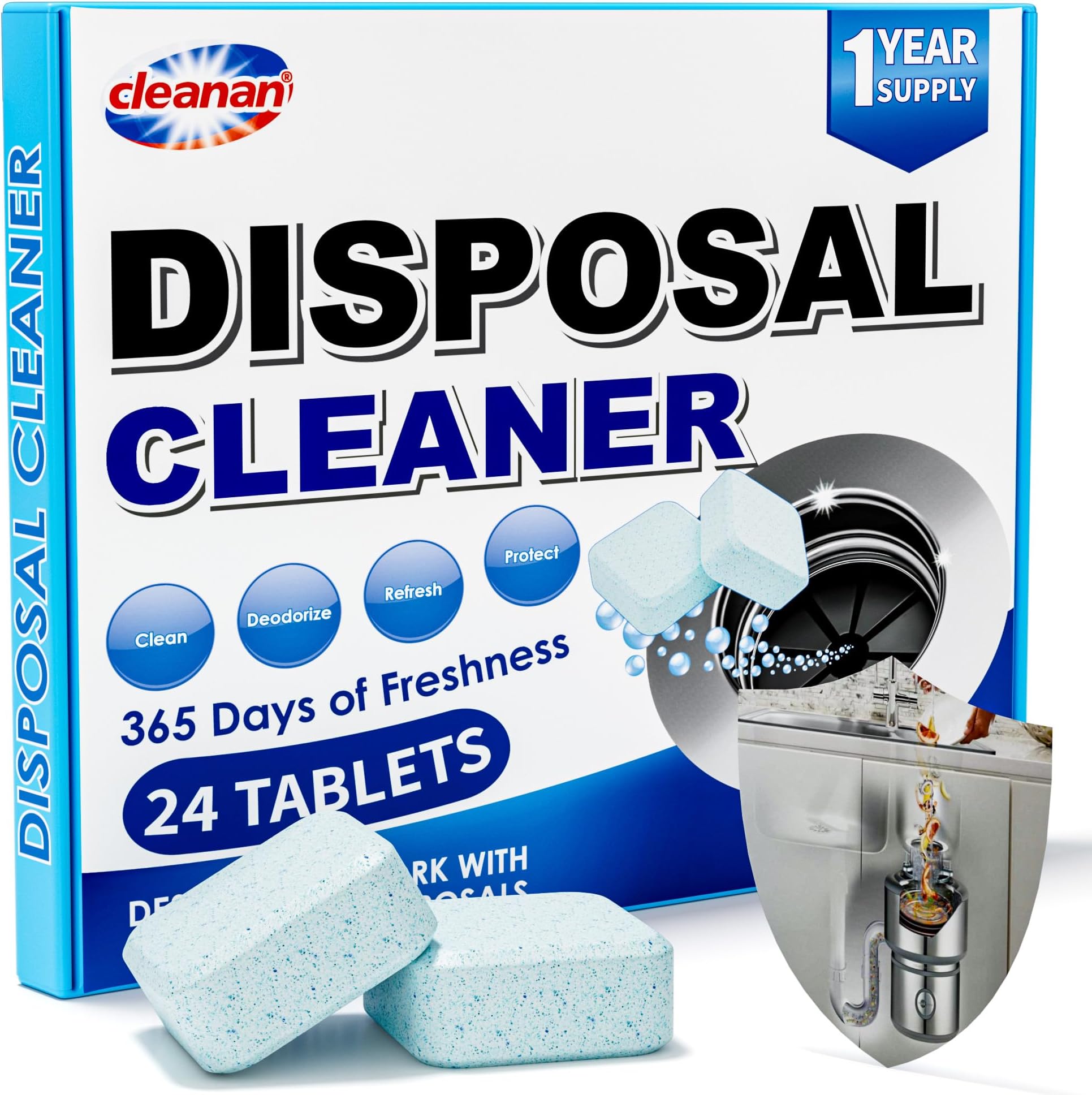 Amazon.com: Foaming Garbage Disposal Cleaner and Deodorizer Tablets-24 ...