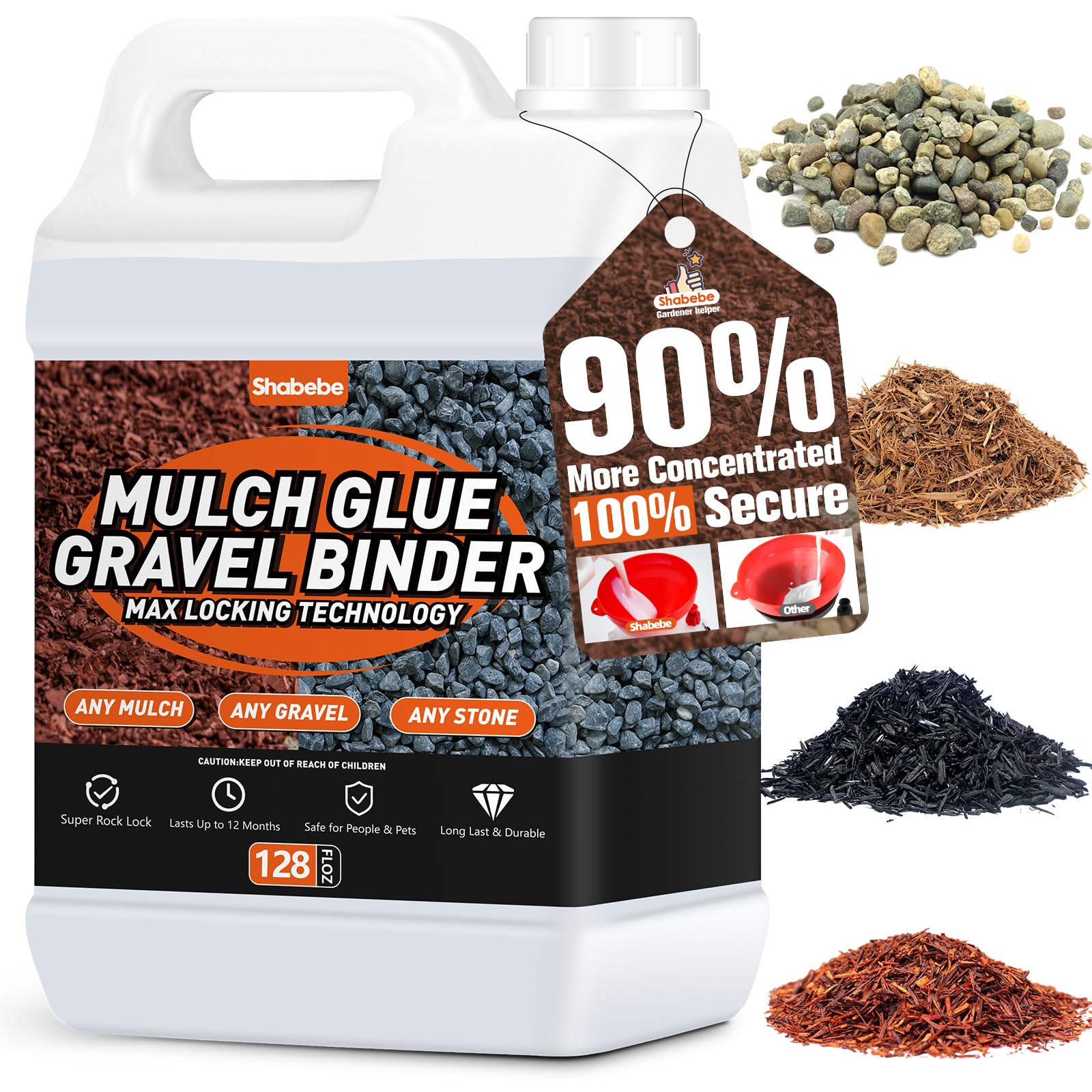 Landscape Adhesive Mulch Glue & Rock Stabilizer - 1 Gallon Concentrate ...