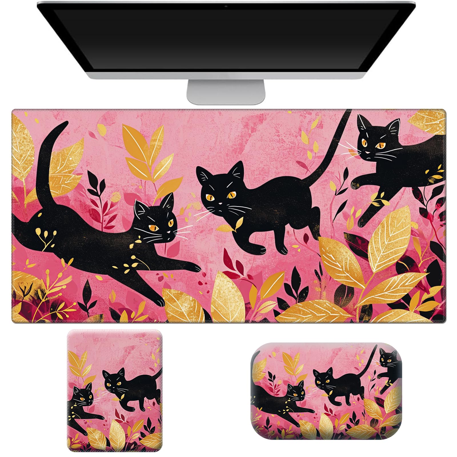 Amazon.com: BVCLKJPOI Black Gaming Mouse Pad with Wrist Support - 23 ...