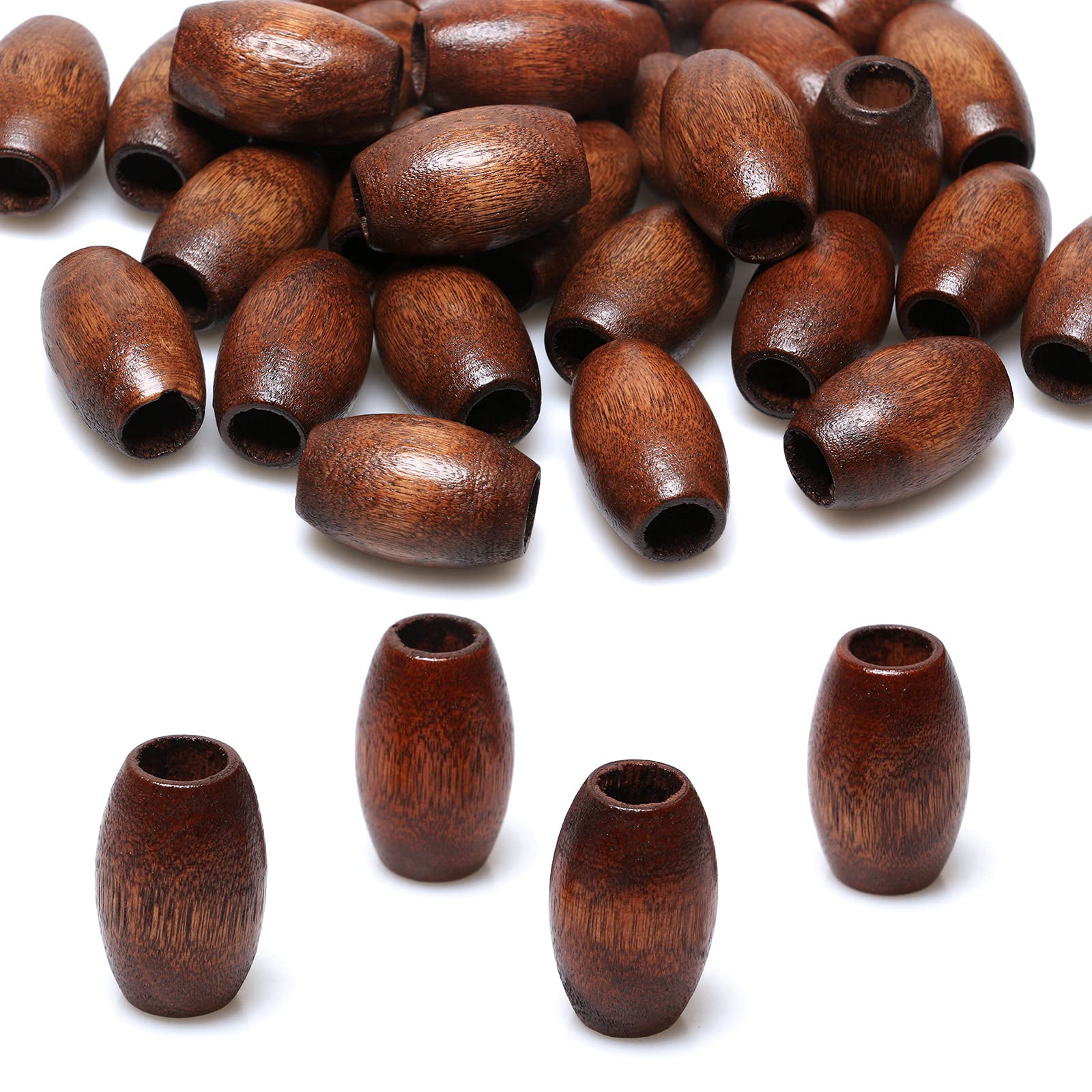 Amazon.com: 20 Pieces Large Oval Wood Beads 30 x 20mm Brown Wooden ...